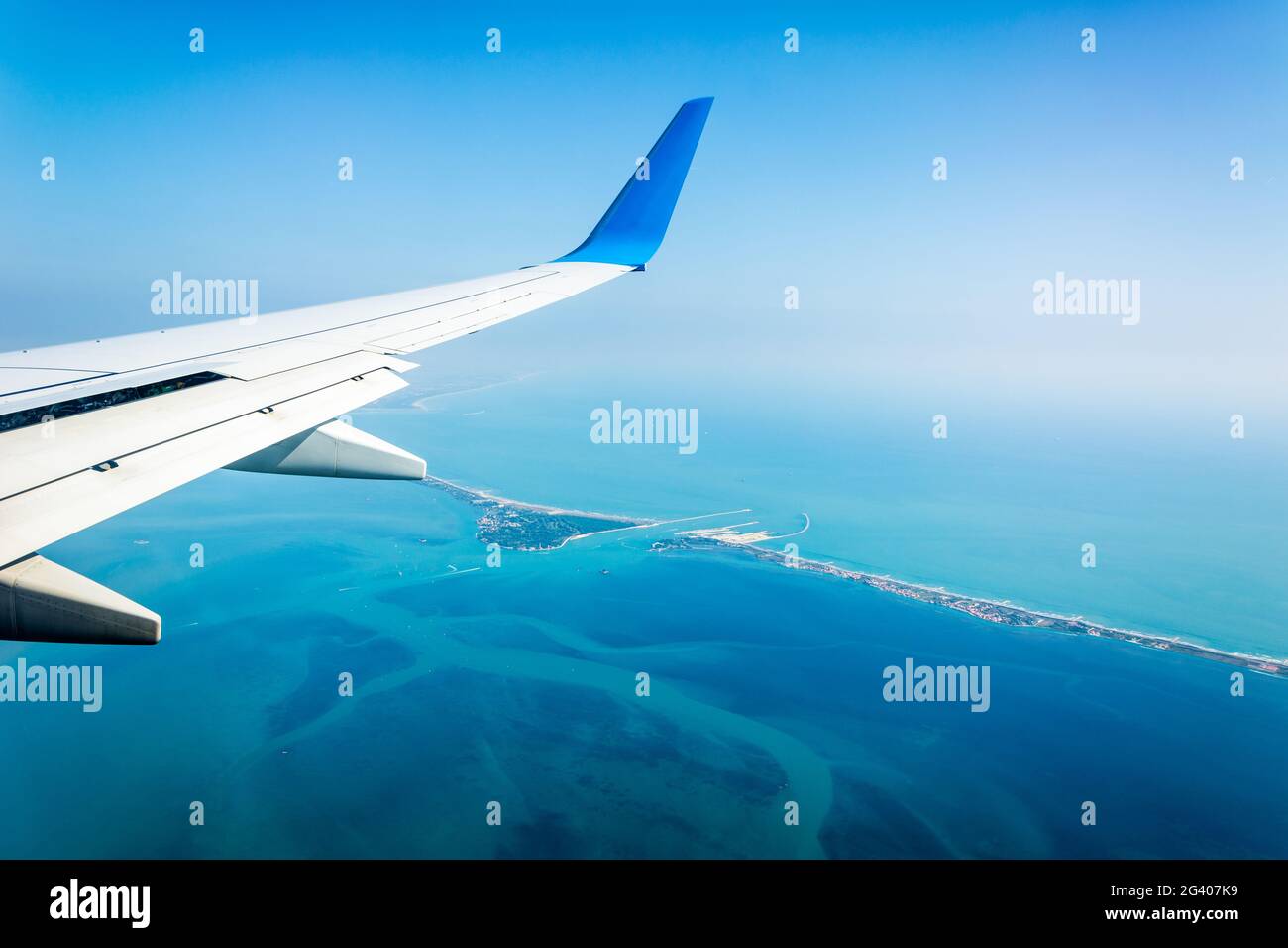 Plane wings and the sky atmosphere of the stratosphere Stock Photo - Alamy