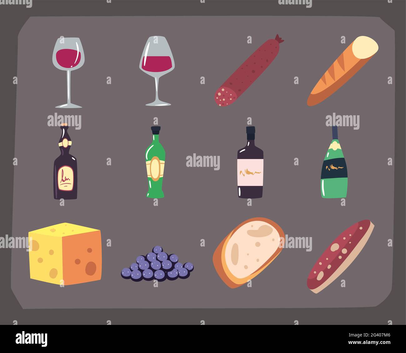 wine bottles and food icon collection Stock Vector Image & Art - Alamy