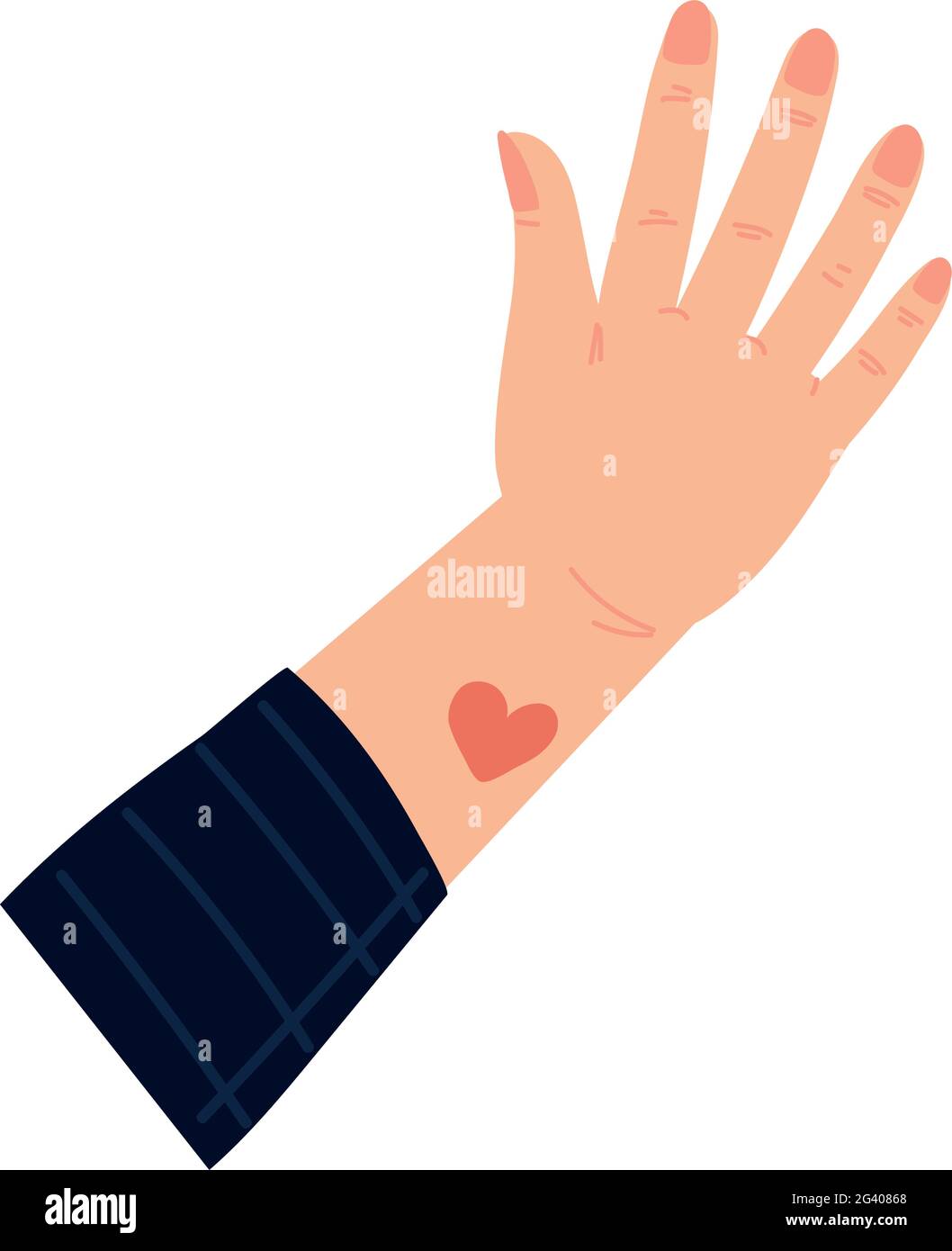 raised hand with pink heart Stock Vector Image & Art - Alamy