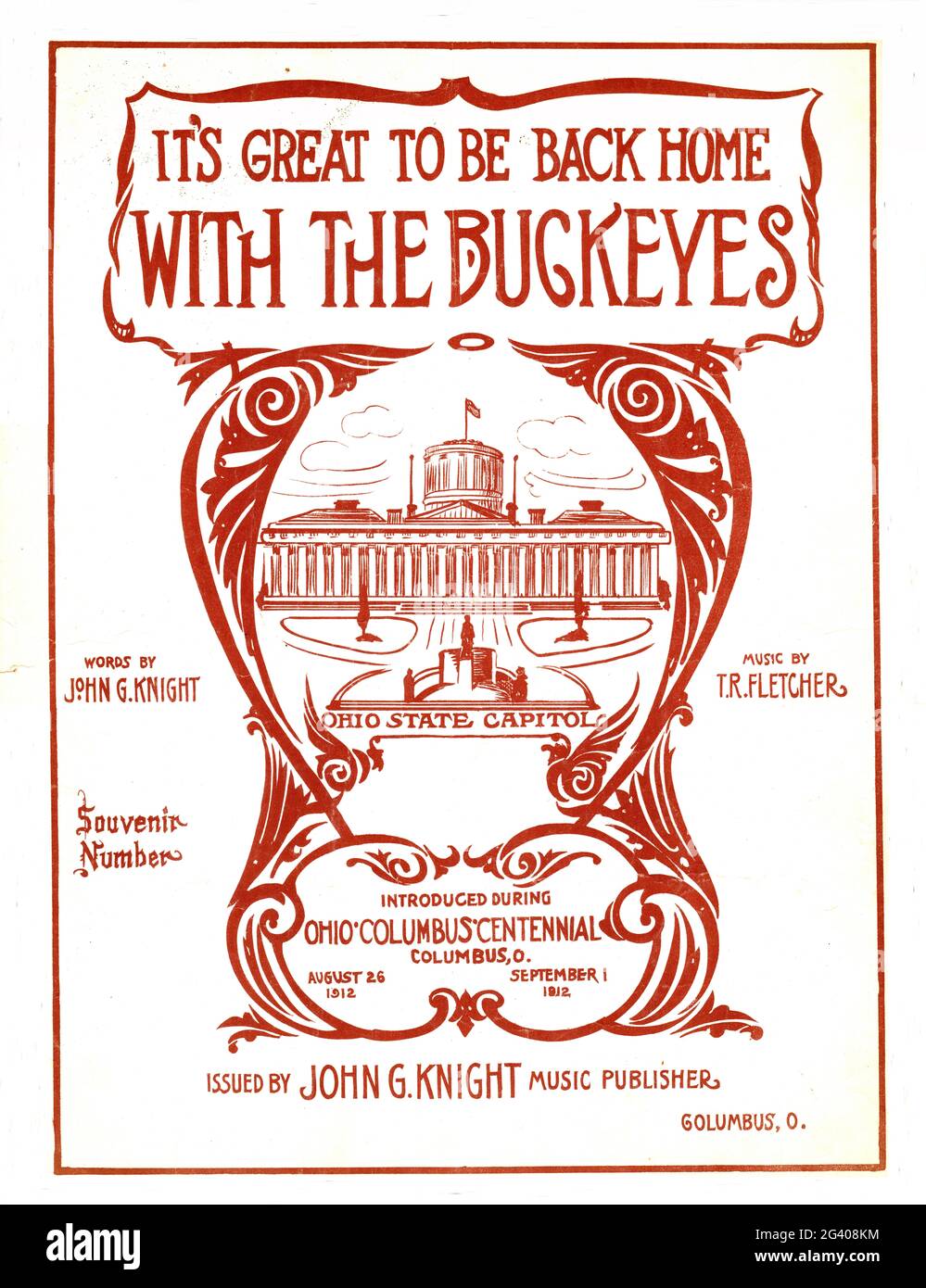 It's Great to be Back Home with the Nuckeyes, Sheet Music, 1912 Stock ...