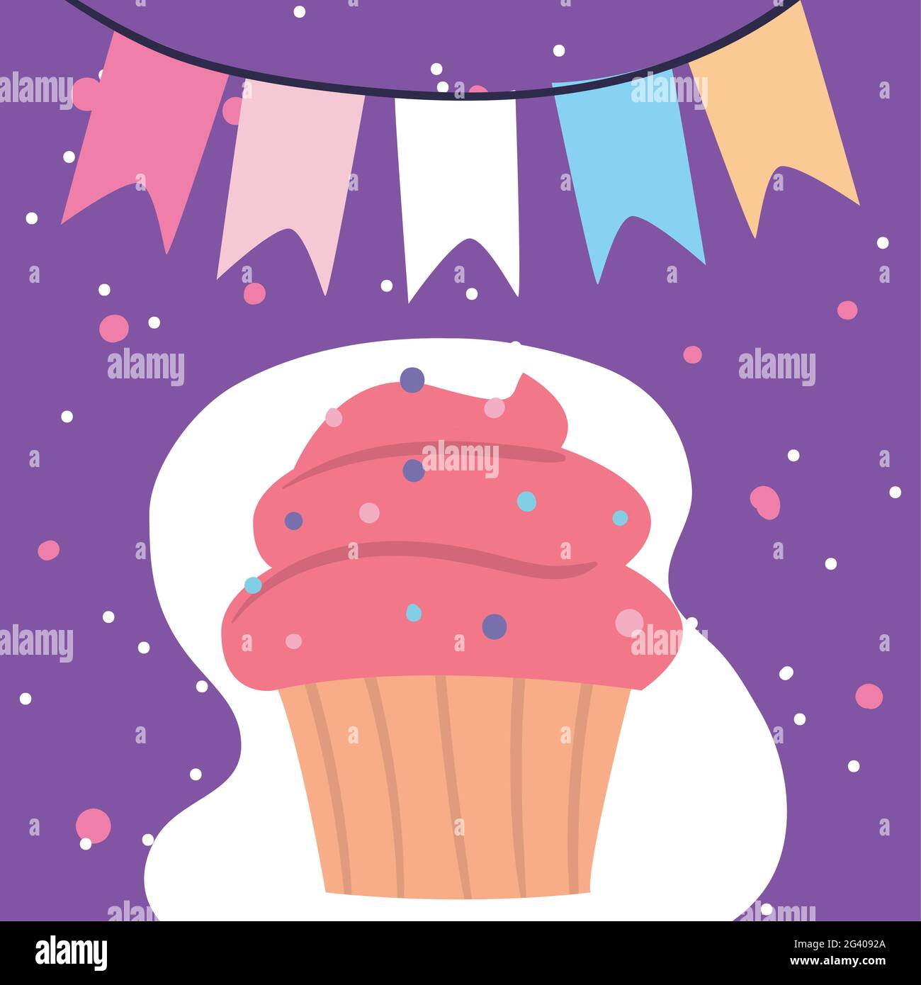 happy birthday muffin with banner pennant Stock Vector Image & Art - Alamy