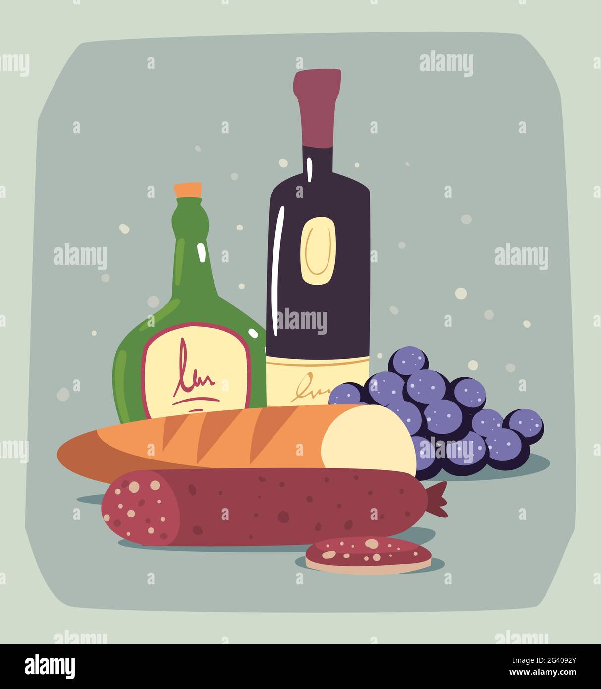 Grapes and bread Stock Vector Images - Alamy