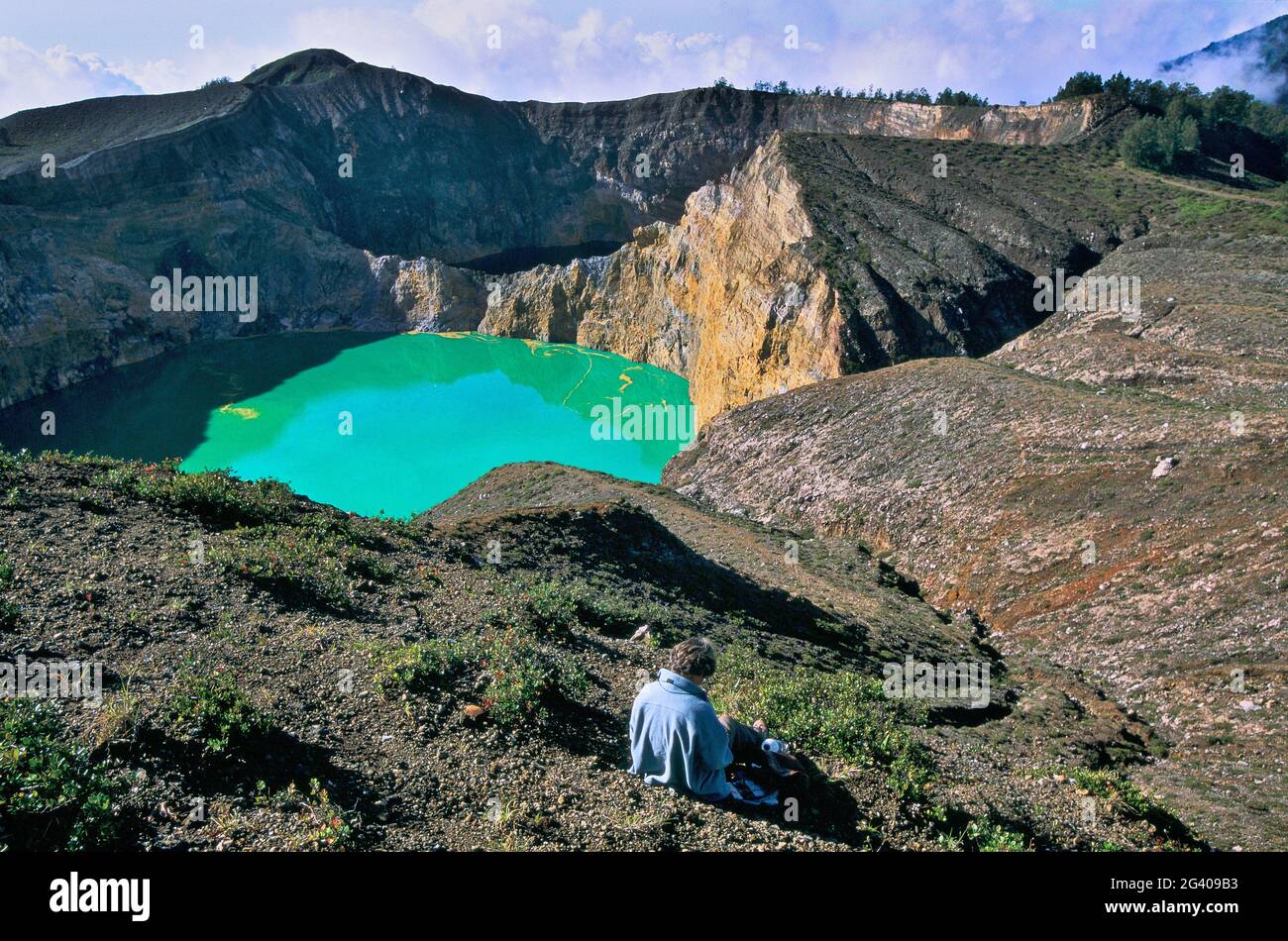 INDONESIA. NUSA TENGGARA. FLORES ISLAND. THREE COLORS LAKE OF KELIMUTU ...