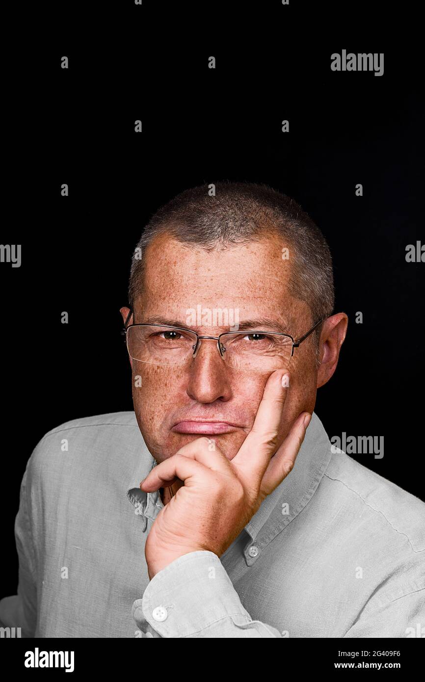 Male Portrait with grotesque emotions Stock Photo - Alamy