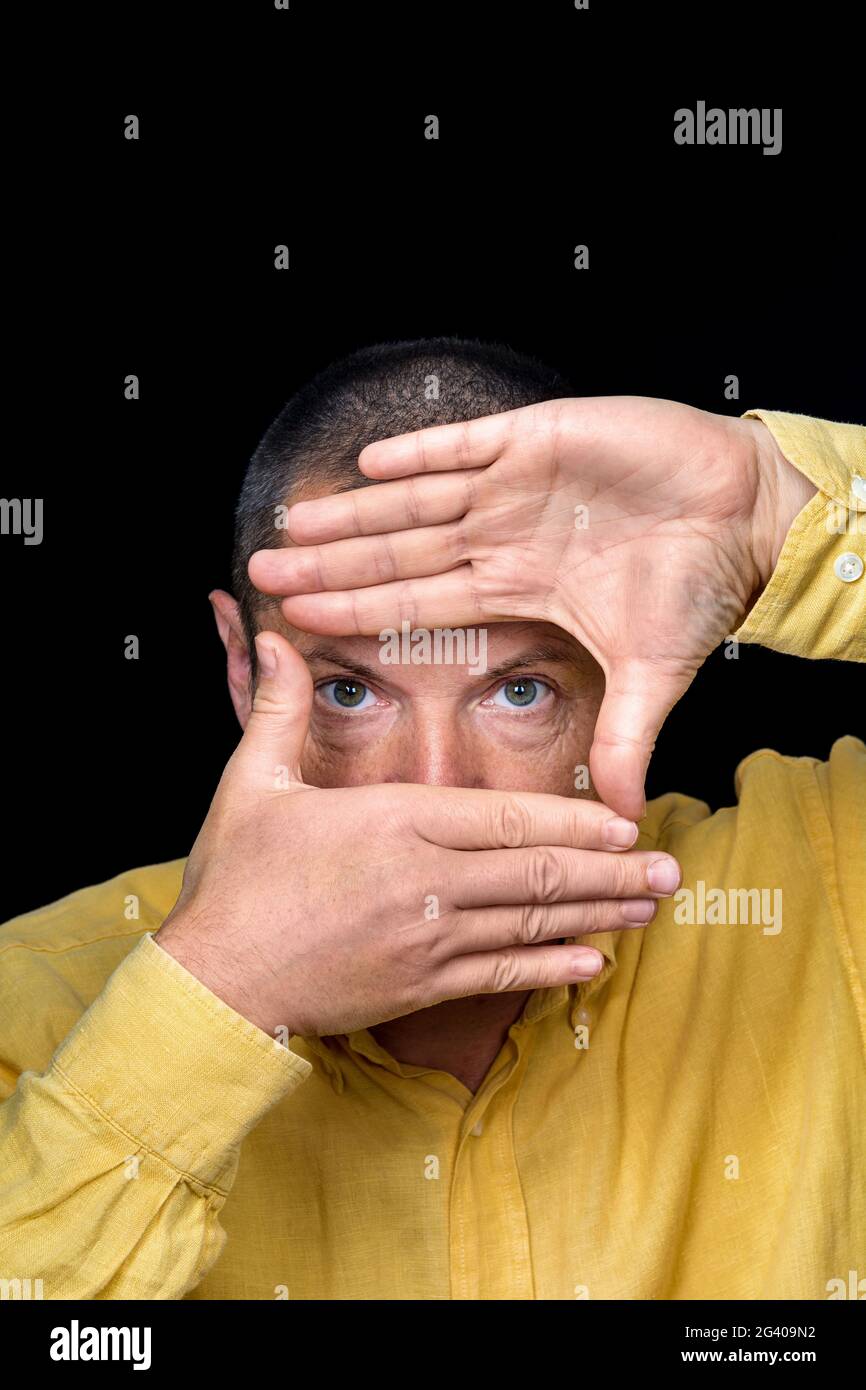 Male Portrait with grotesque emotions Stock Photo - Alamy