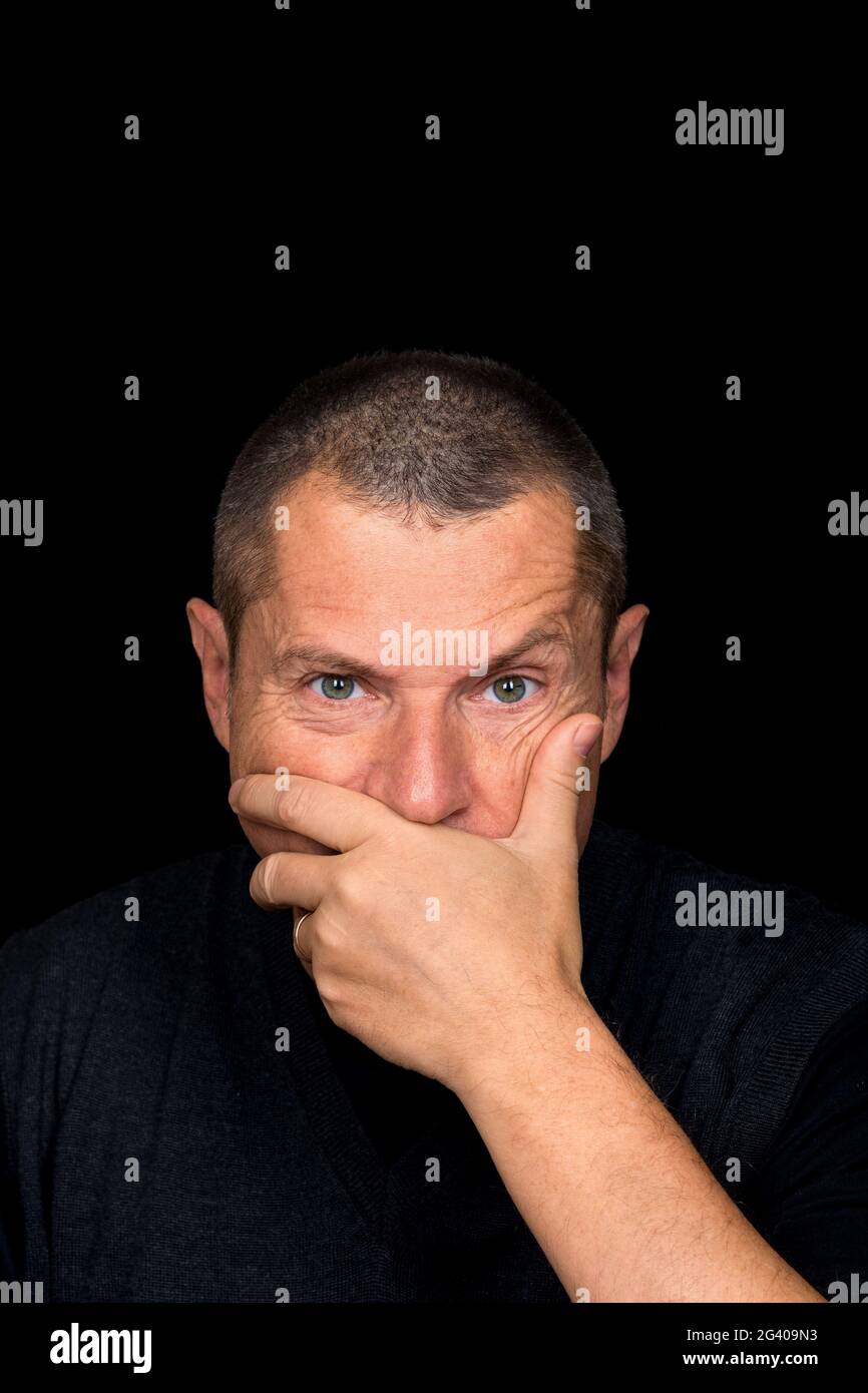Male Portrait with grotesque emotions Stock Photo - Alamy