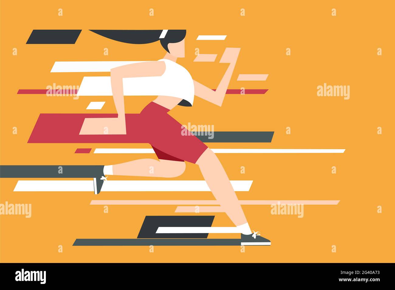 Illustration of a athletic woman running in high speed with motion blur ...
