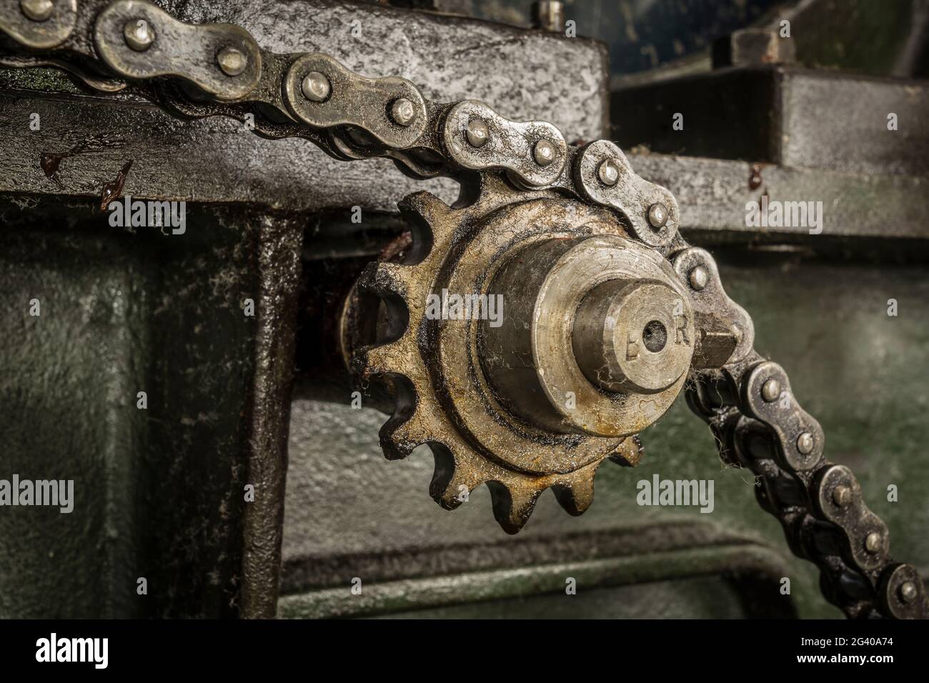 chain gear on a historic machine Stock Photo - Alamy