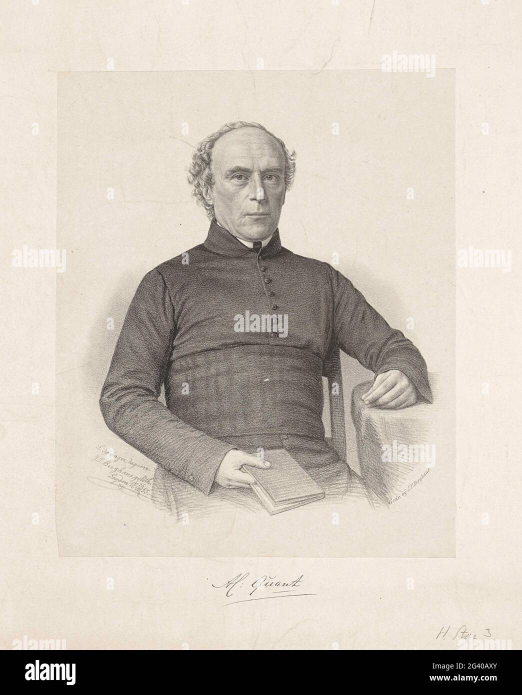 Portrait of priest a.c. Quant. The person portrayed is at a table, with ...