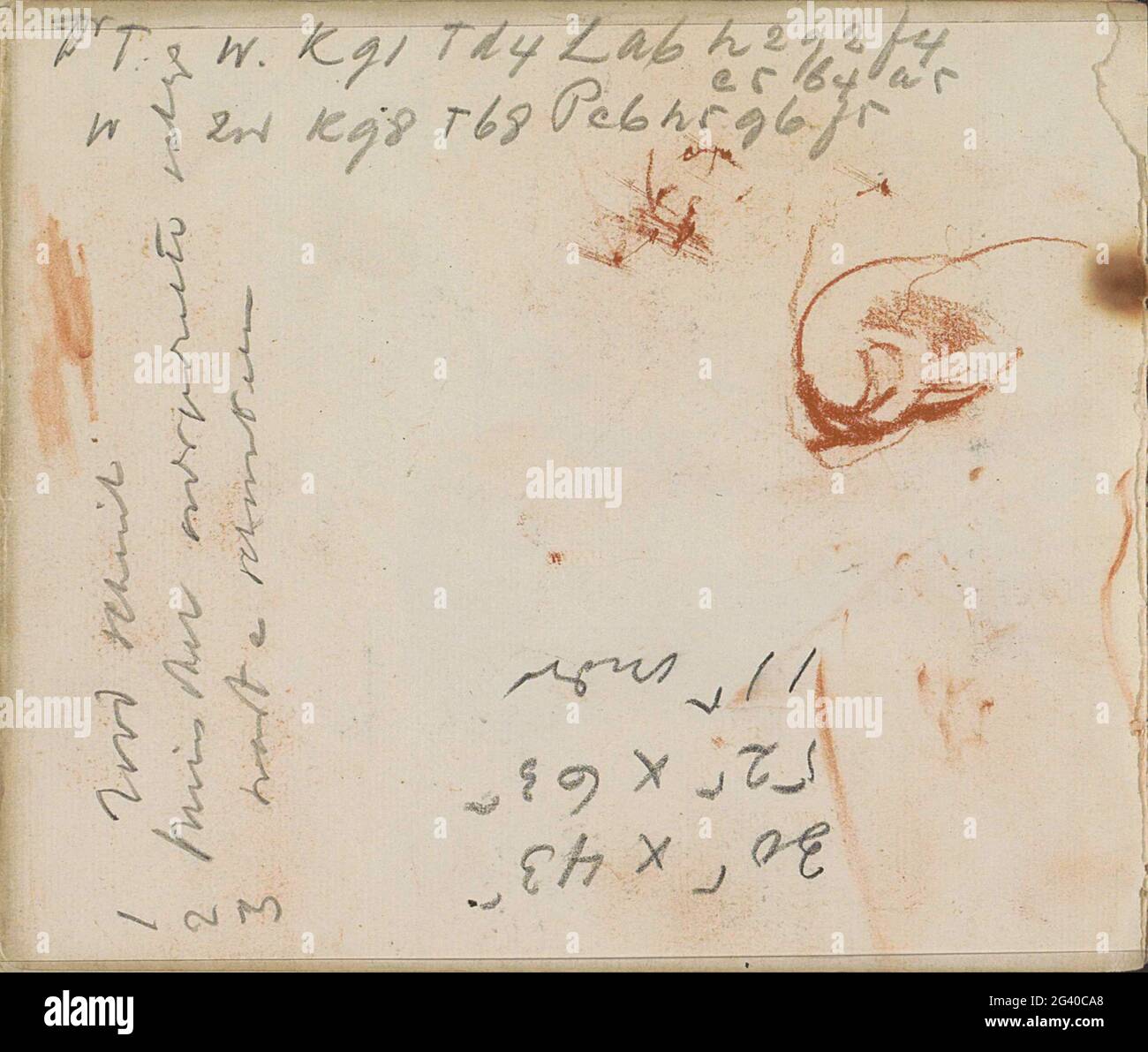 Study sheet with a toe and annotations. Leaf 11 Verso from a sketchbook ...