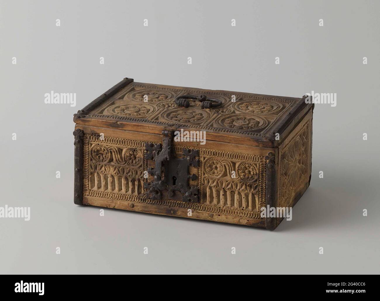 Sliced coffin with iron fittings. Sliced coffin with iron fittings and ...