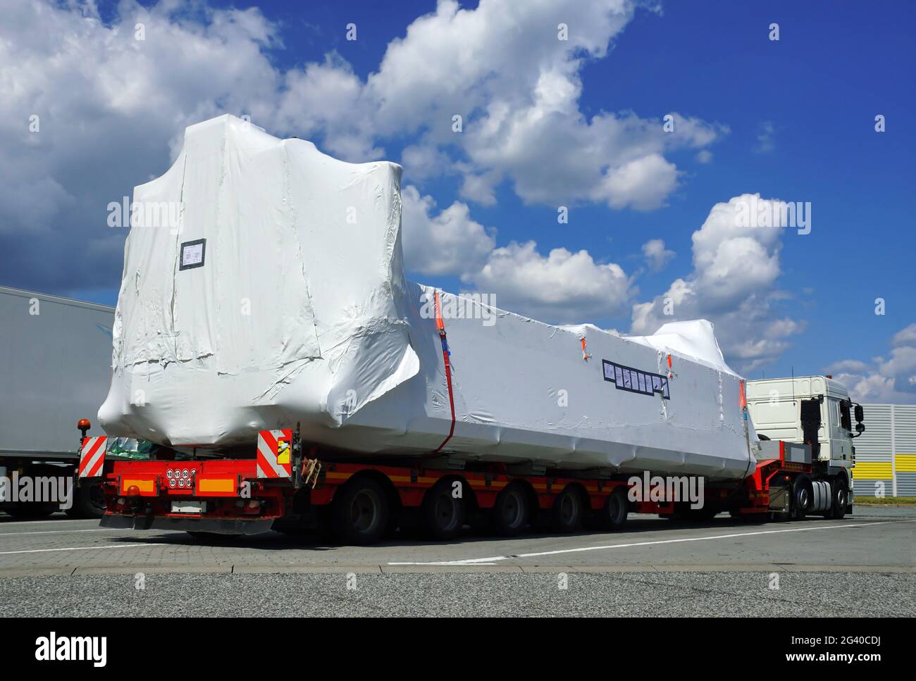 Oversize load or exceptional convoy. A truck with a special semi ...