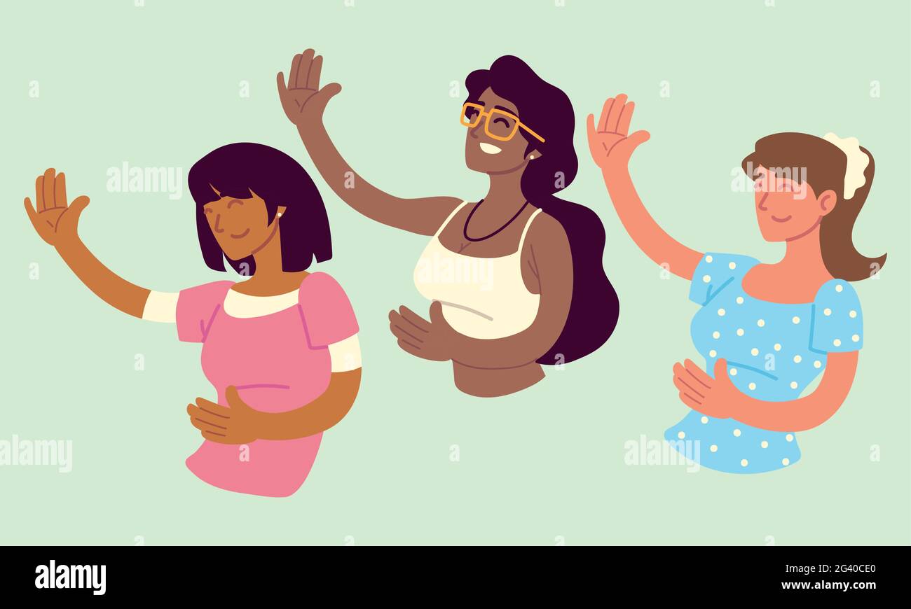 Girls raising hands Stock Vector Images - Alamy
