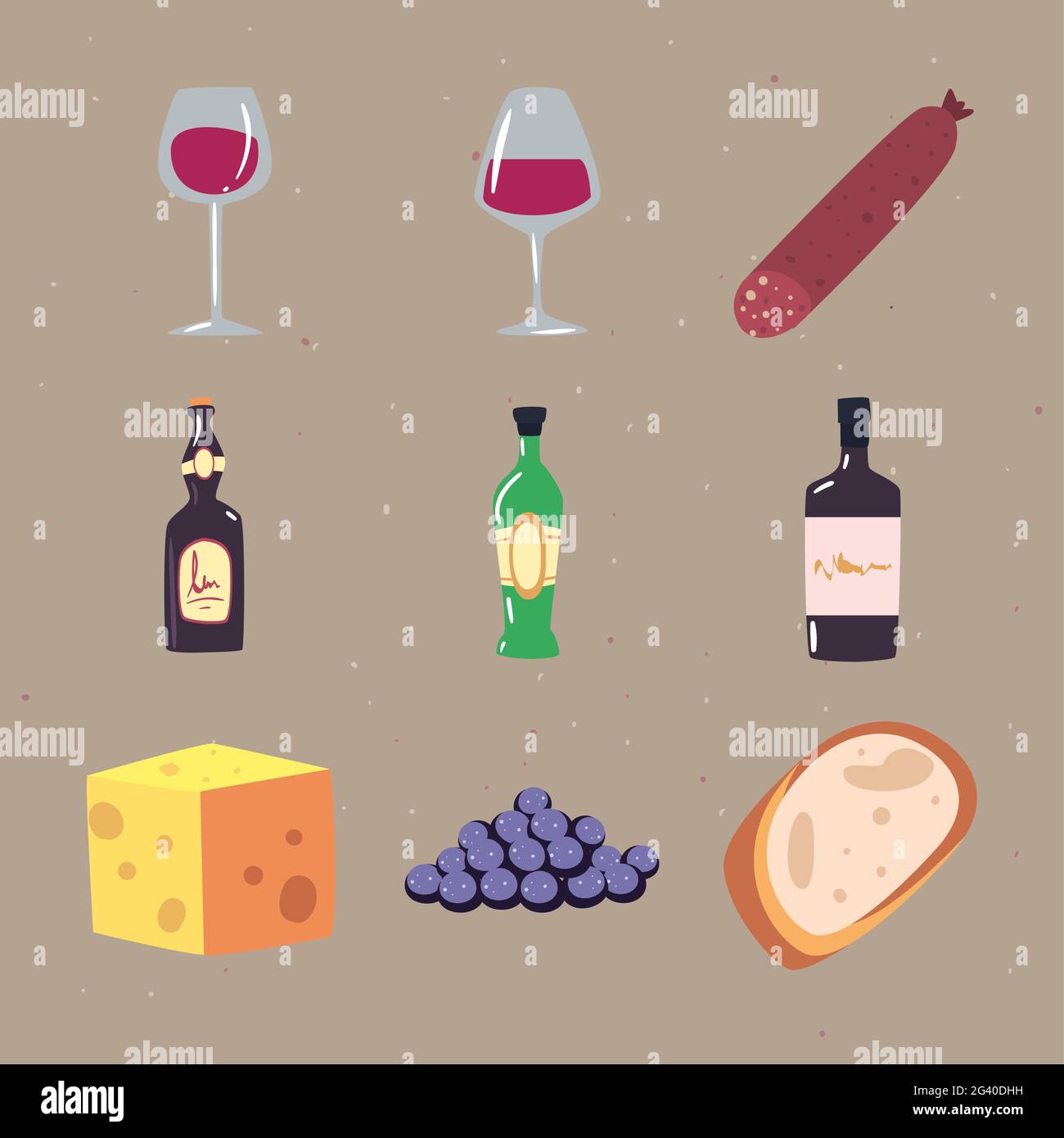 wine bottles and food symbol set Stock Vector Image & Art - Alamy