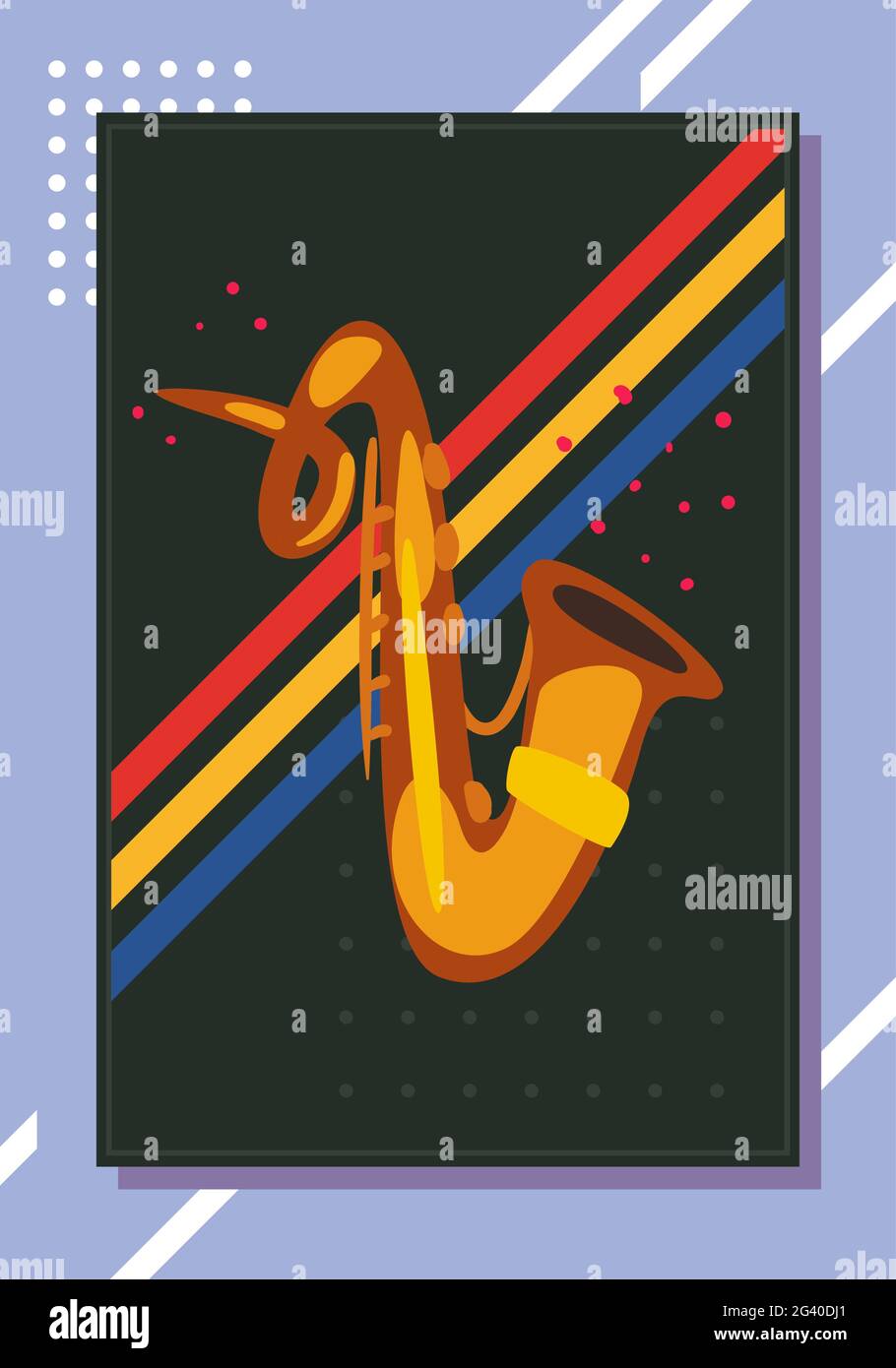 saxophone music instrument on colored frame Stock Vector Image & Art ...