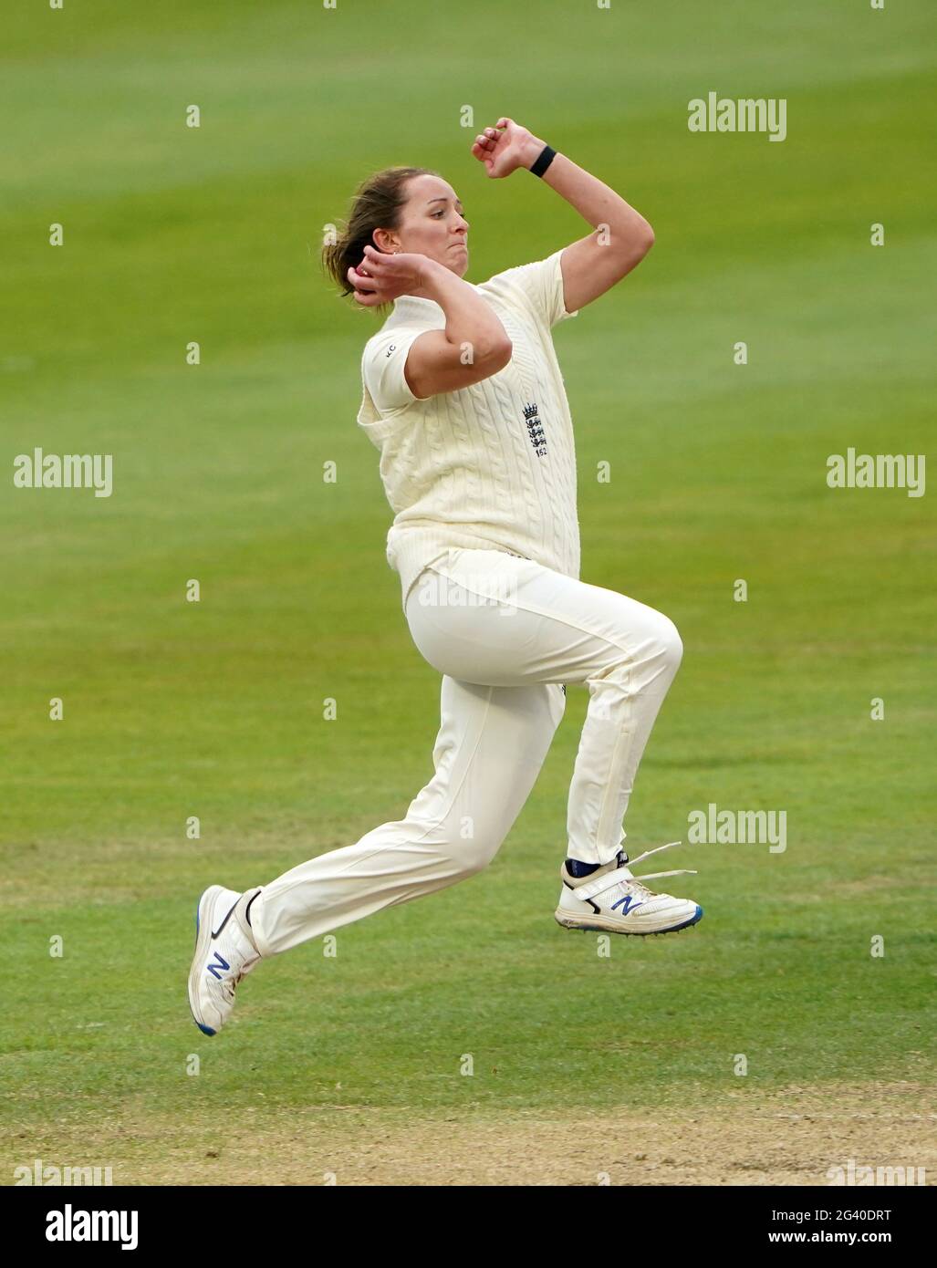 England's Kate Cross in action during day three of the Women's ...