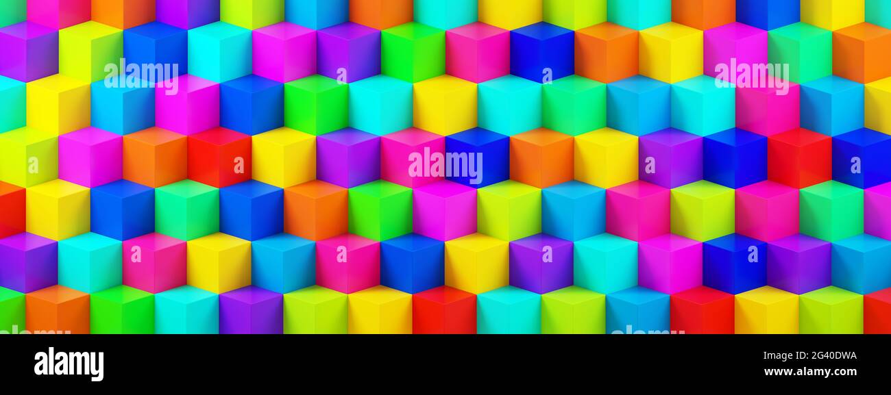 background from multicolor 3d cubes, geometric background, 3d rendering ...