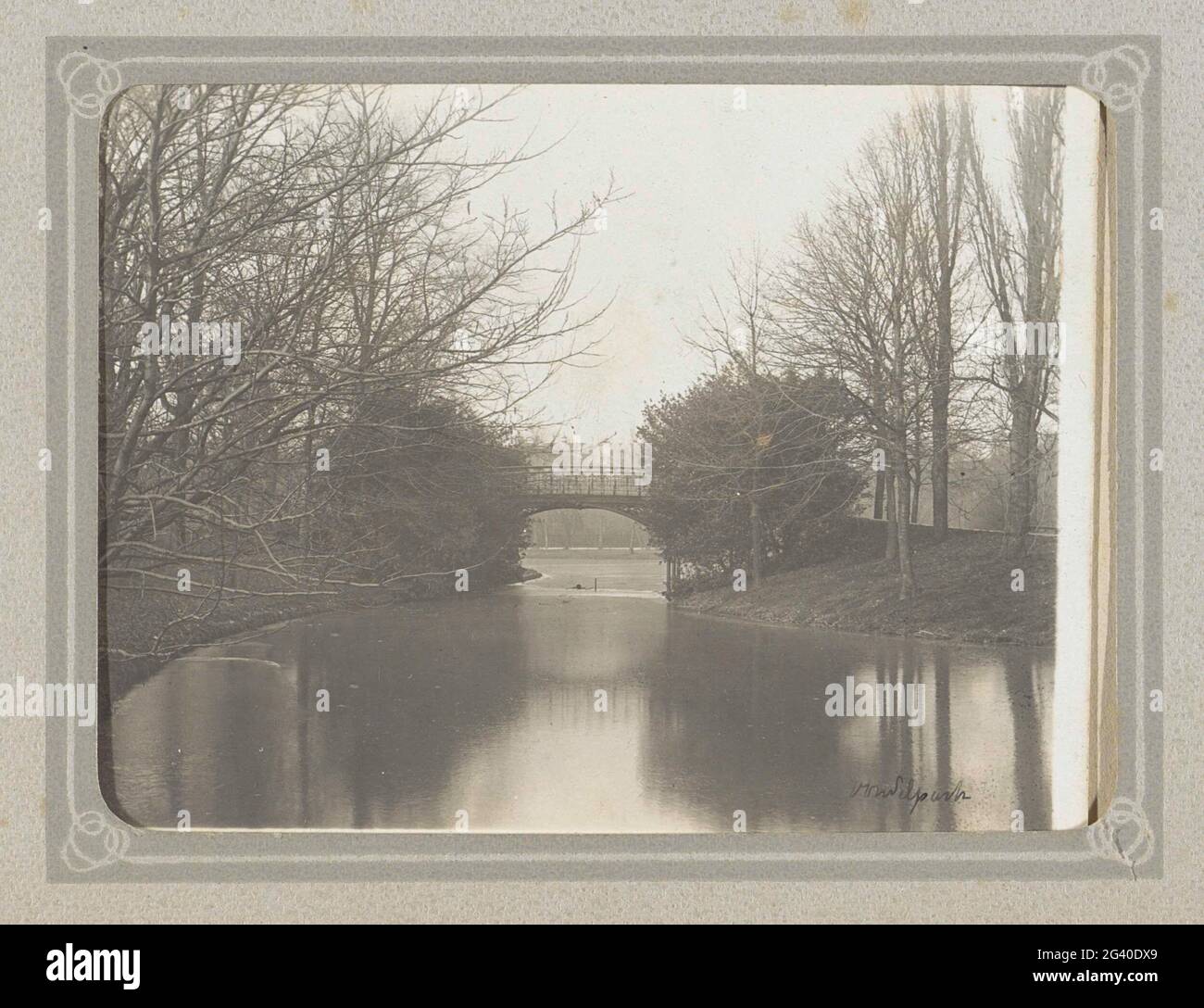Water with a bridge in the Amsterdam Vondelpark; Vondelpark. Part of ...