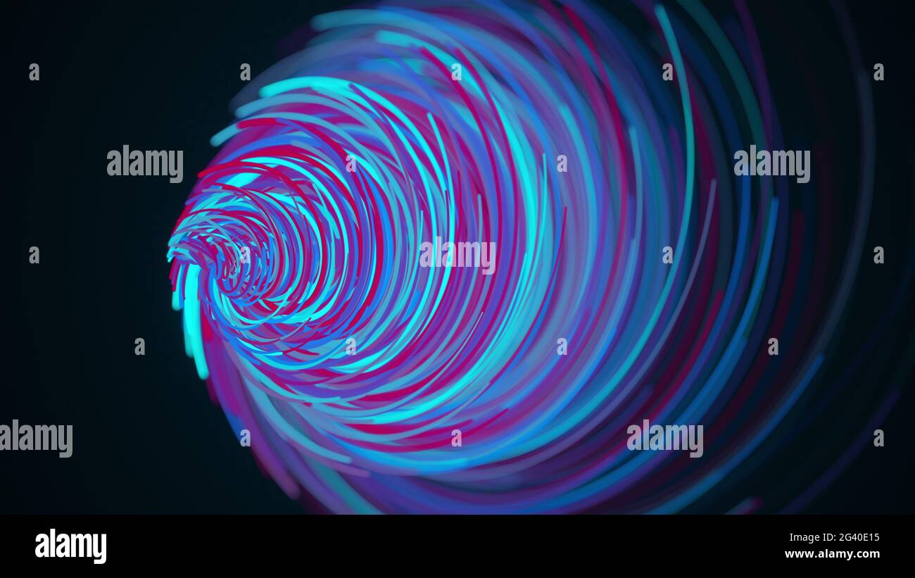 Funnel of random lines, computer generated. 3d rendering of an abstract ...