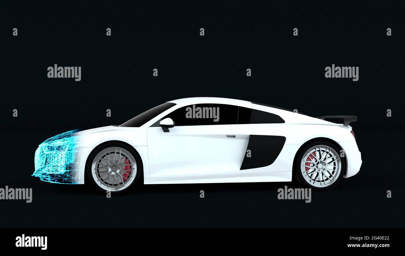 Changing the shape of a sports car, computer generated. 3d rendering ...