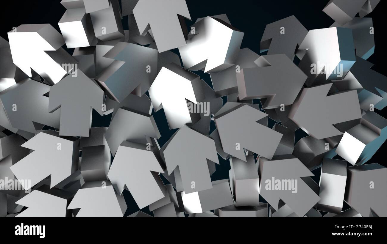 Many falling arrows, computer generated. 3d render of modern background ...