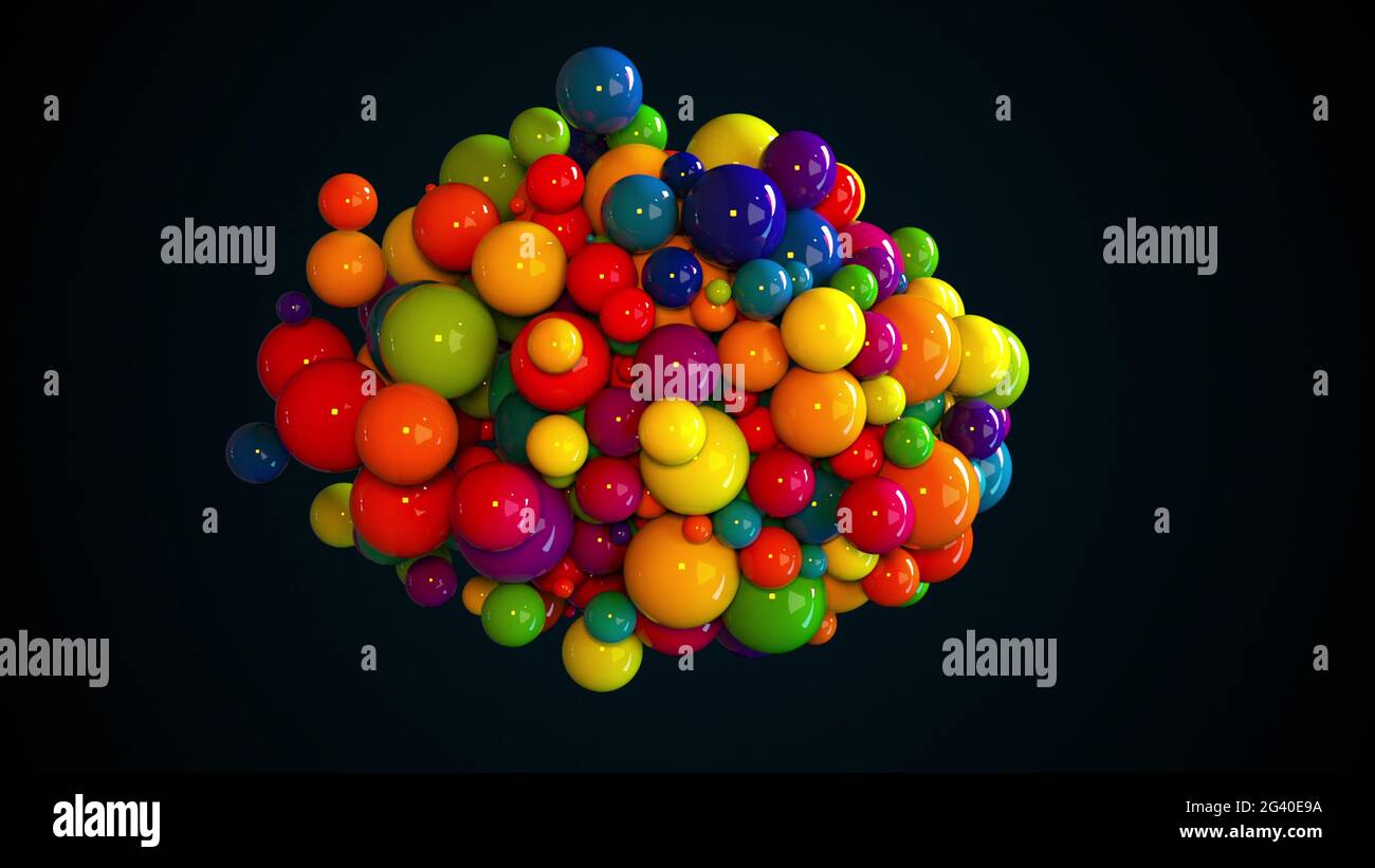 Random multicolored spheres. Computer generated abstract form of large ...