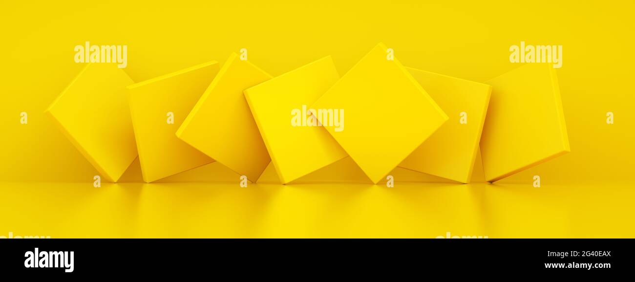 Abstract background with yellow geometric shapes, 3d rendering ...
