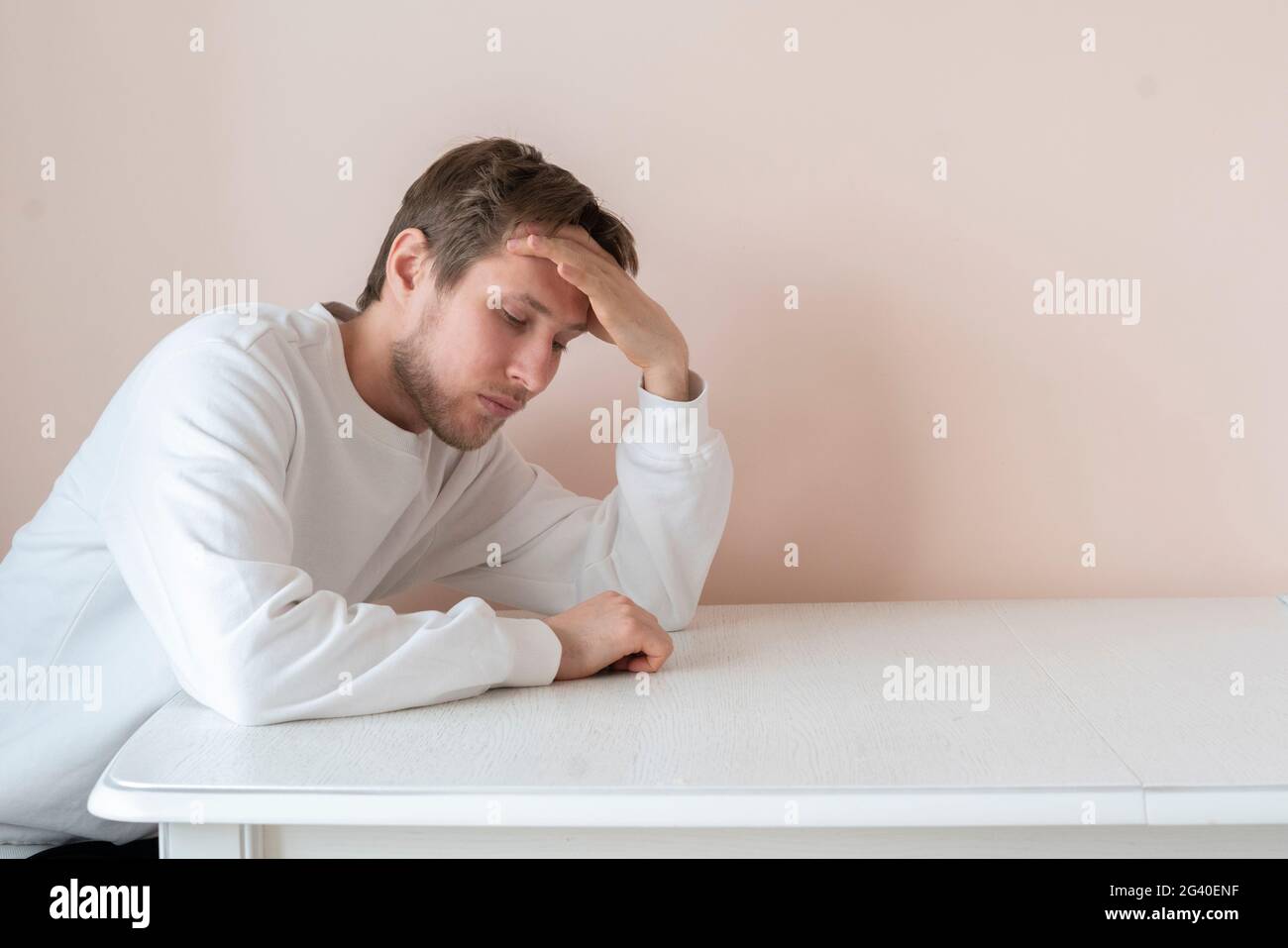 young male feeling sad, depression problem disappointment Stock Photo ...