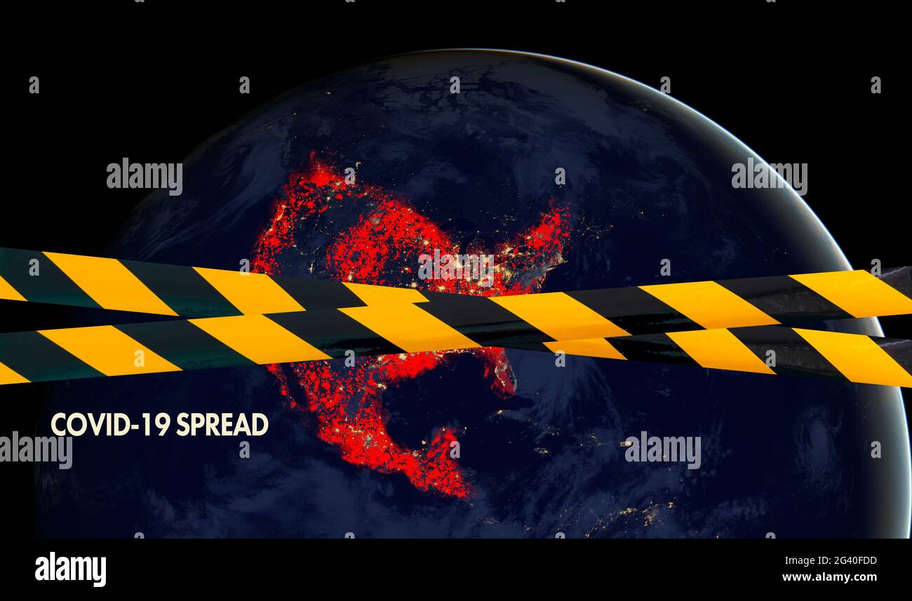 planet earth behind the black and yellow line, quarantine, covid-19 ...