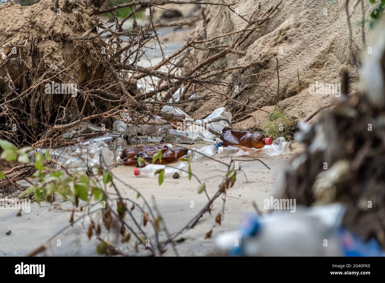 Environmental problem caused by human activity. Trash tourism ...