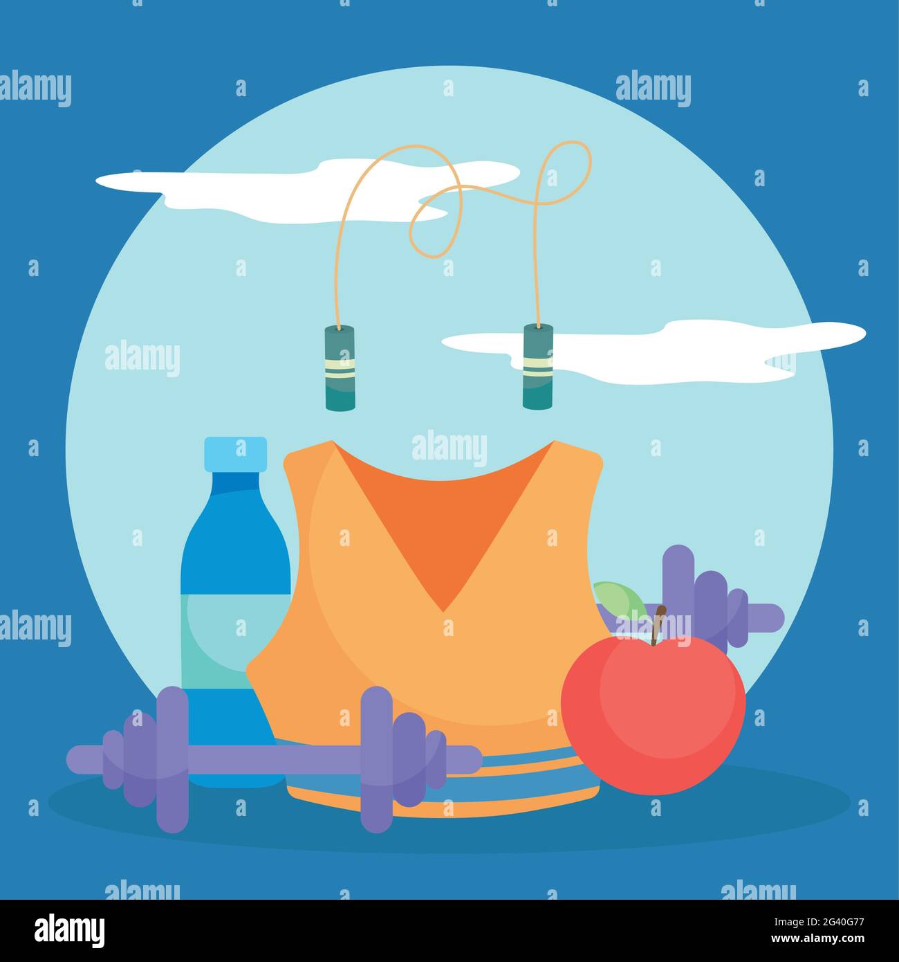 Fitness cloth with healthy lifestyle icon set Stock Vector Image & Art ...