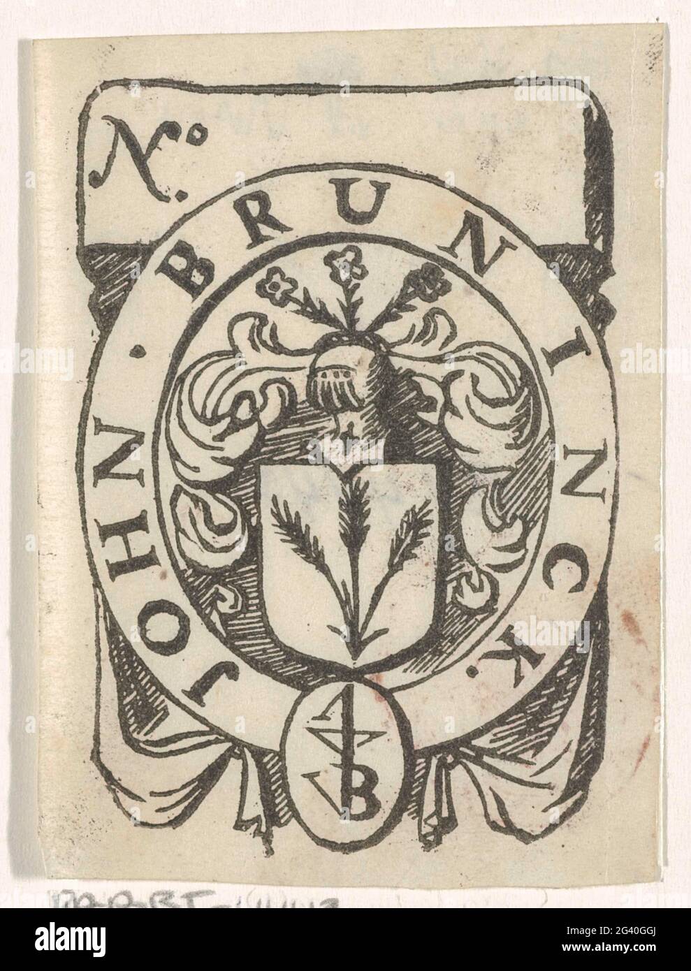 John Brunick vignette. Weapon with three corners in an oval with a ...