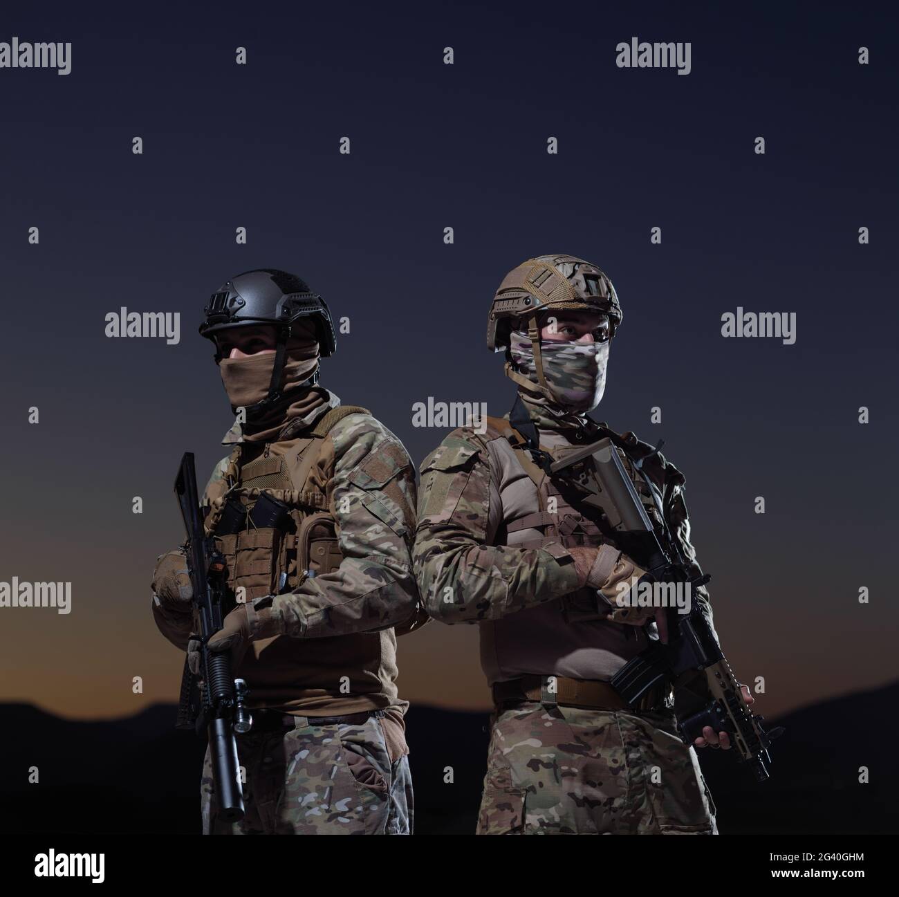 Soldiers squad in night mission Stock Photo - Alamy