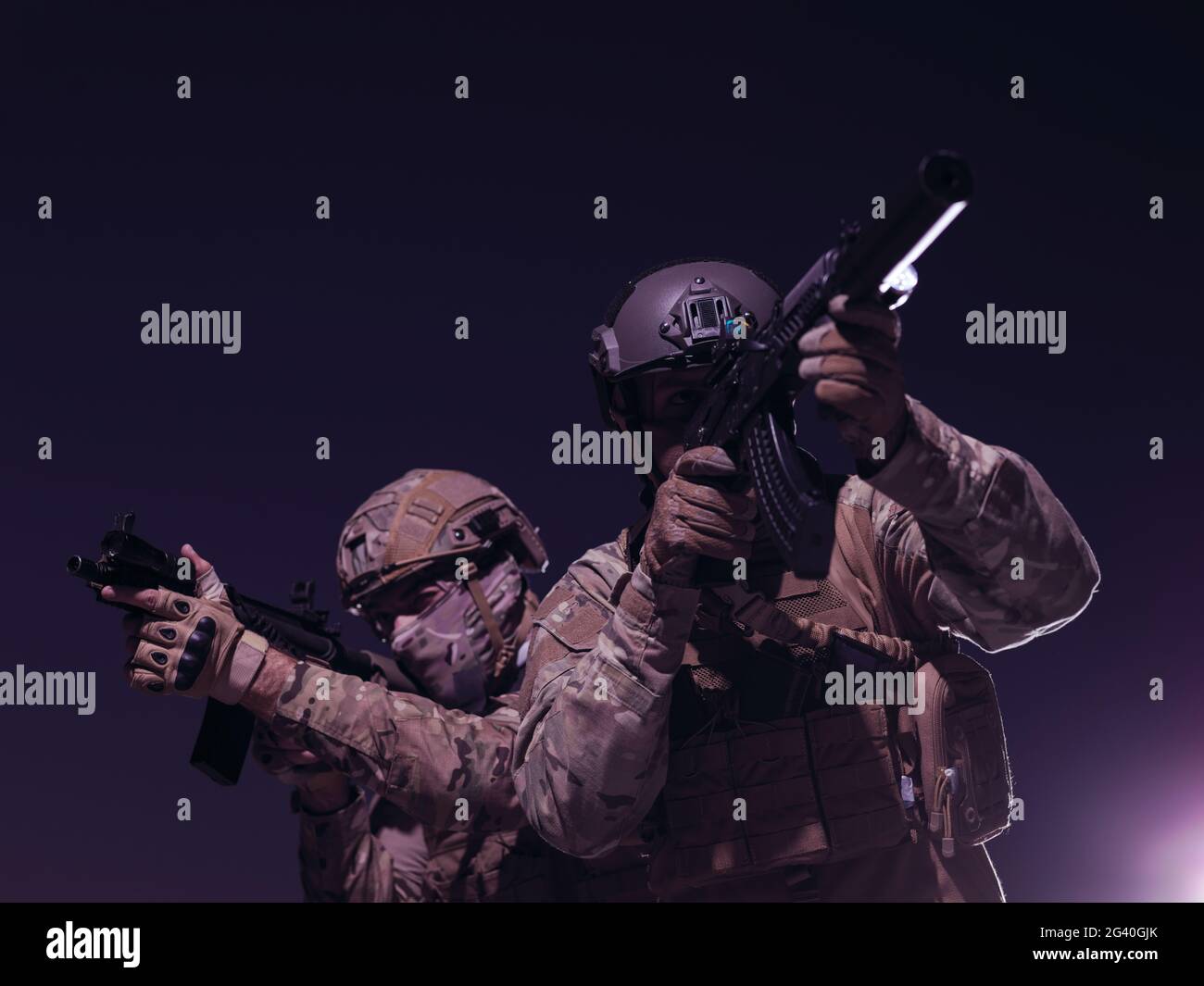 Soldiers squad in night mission Stock Photo - Alamy