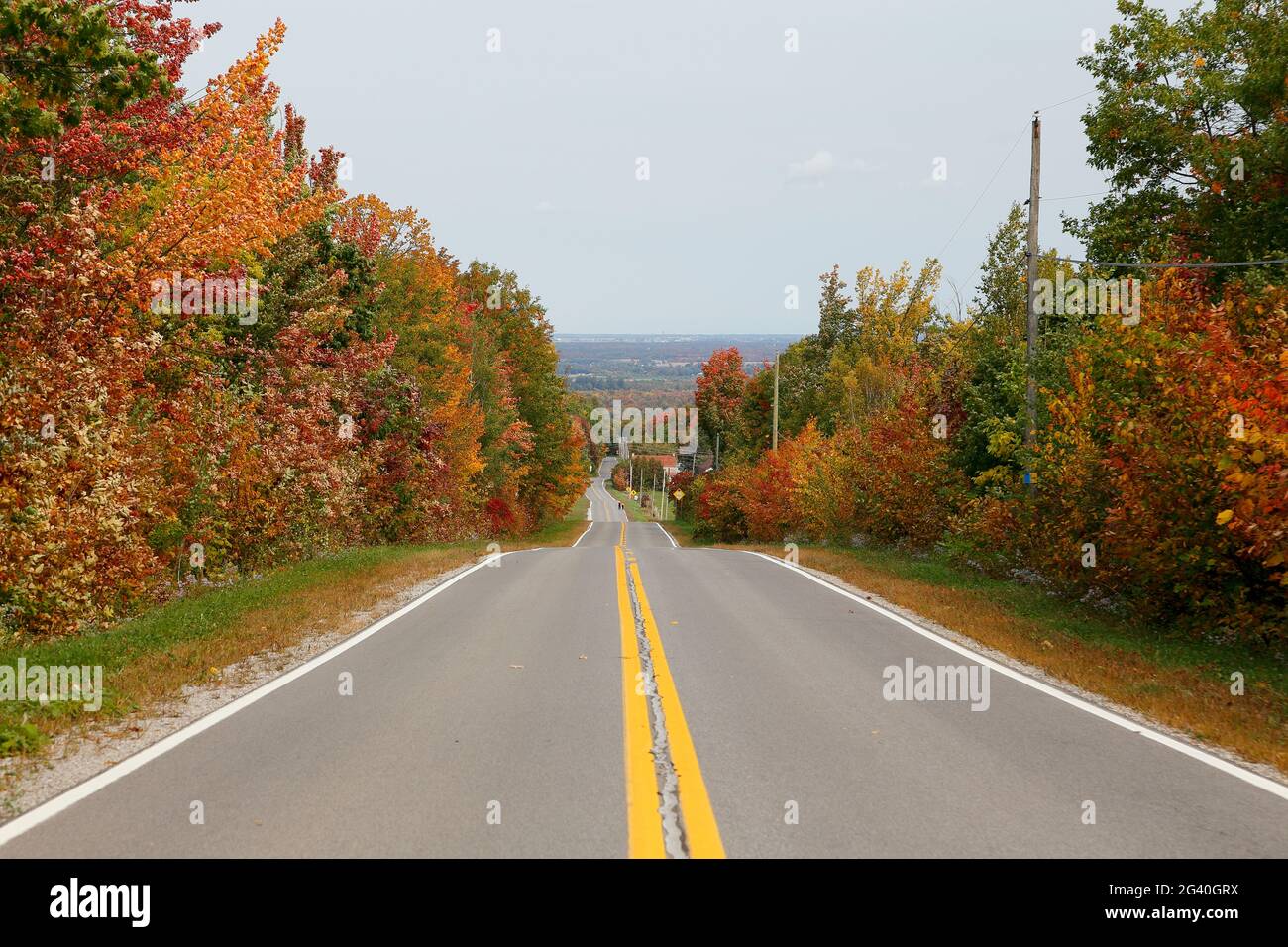 Country road in autumn, Quebec, Canada Stock Photo - Alamy