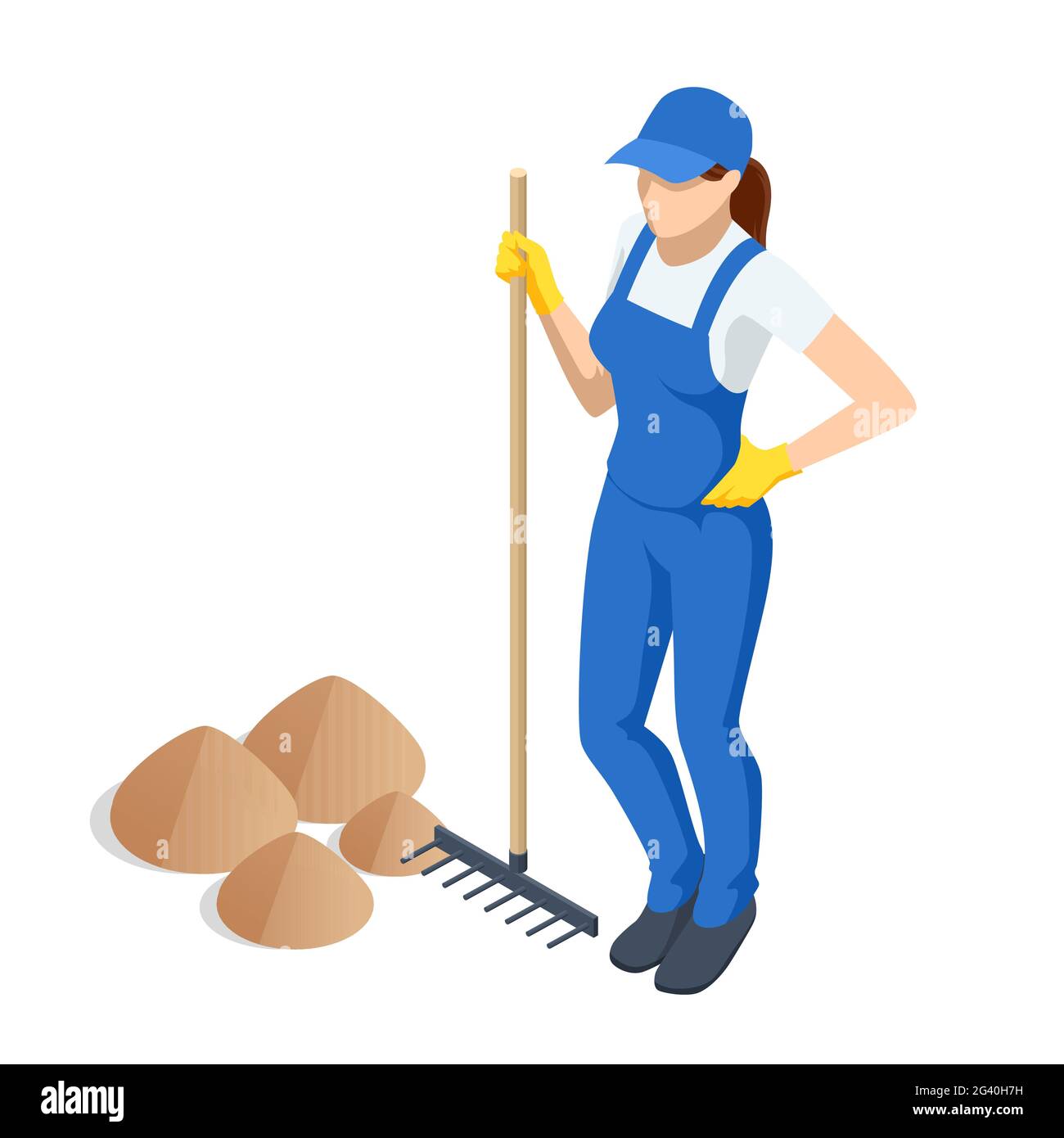 Cartoon farmer holding rake hi-res stock photography and images - Alamy