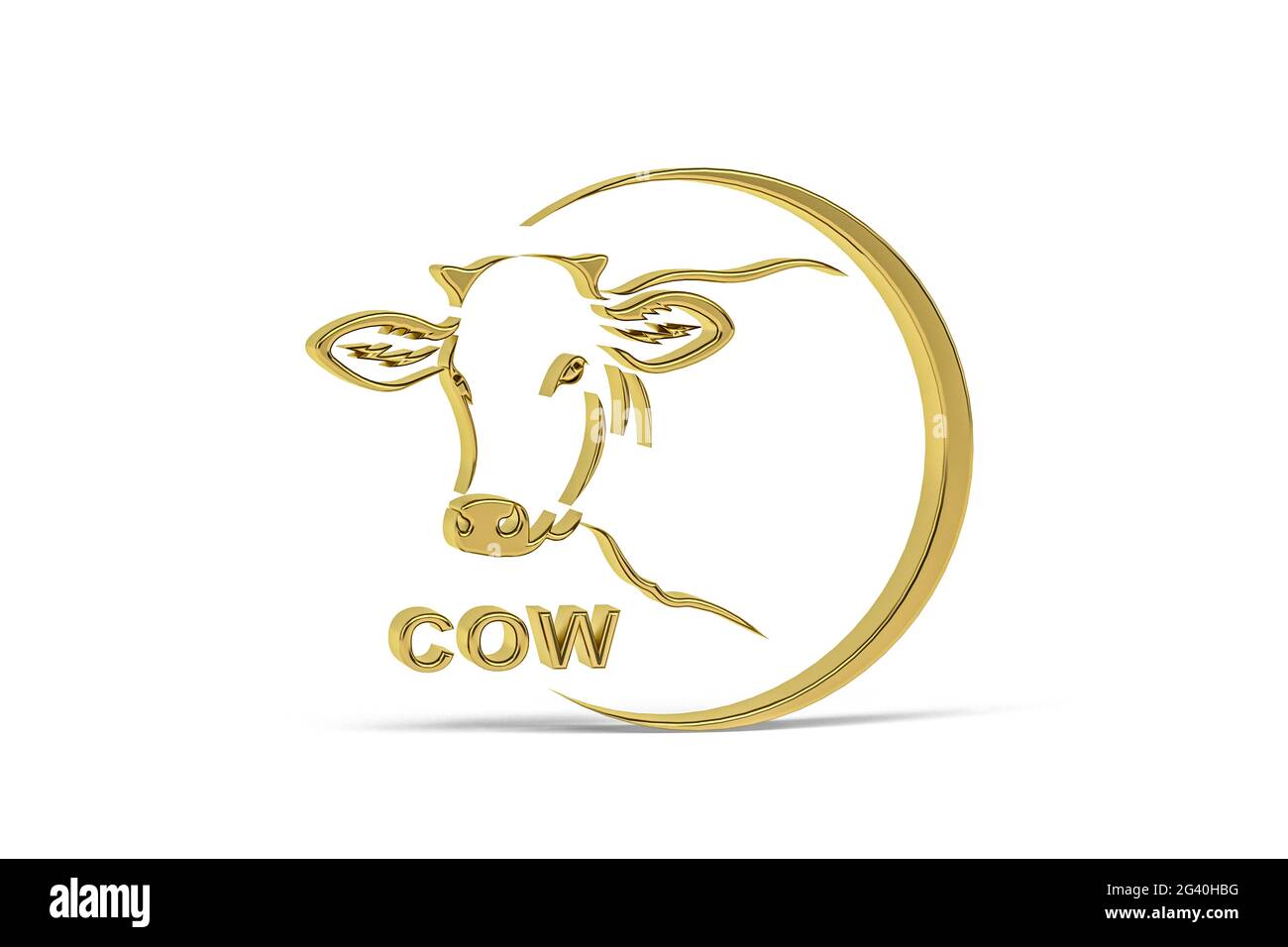 Golden 3d cow icon isolated on white background - 3d render Stock Photo ...