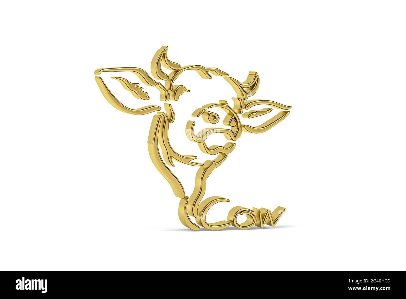 Golden 3d cow icon isolated on white background - 3d render Stock Photo ...