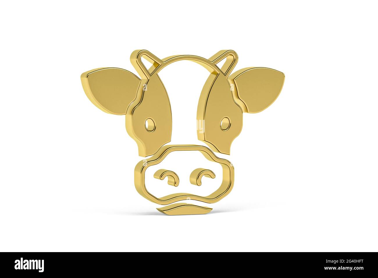 Golden 3d cow icon isolated on white background - 3d render Stock Photo ...