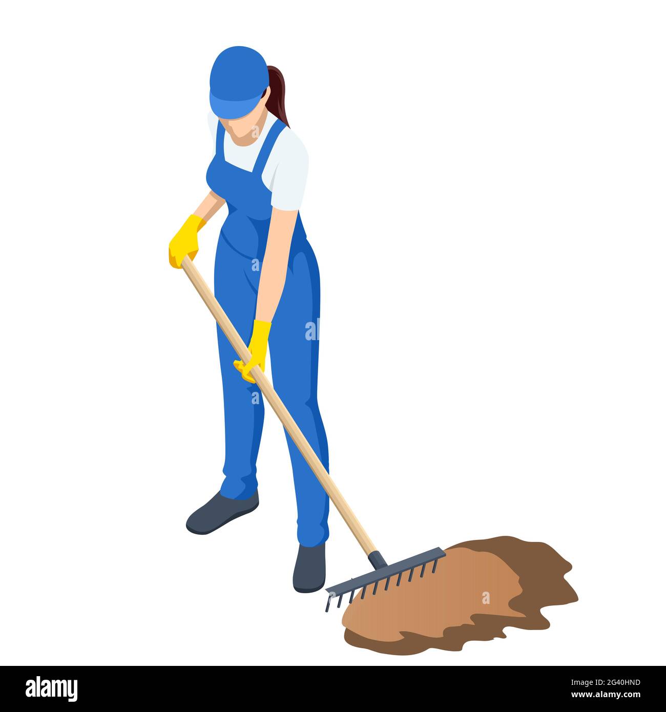 Cartoon farmer holding rake hi-res stock photography and images - Alamy