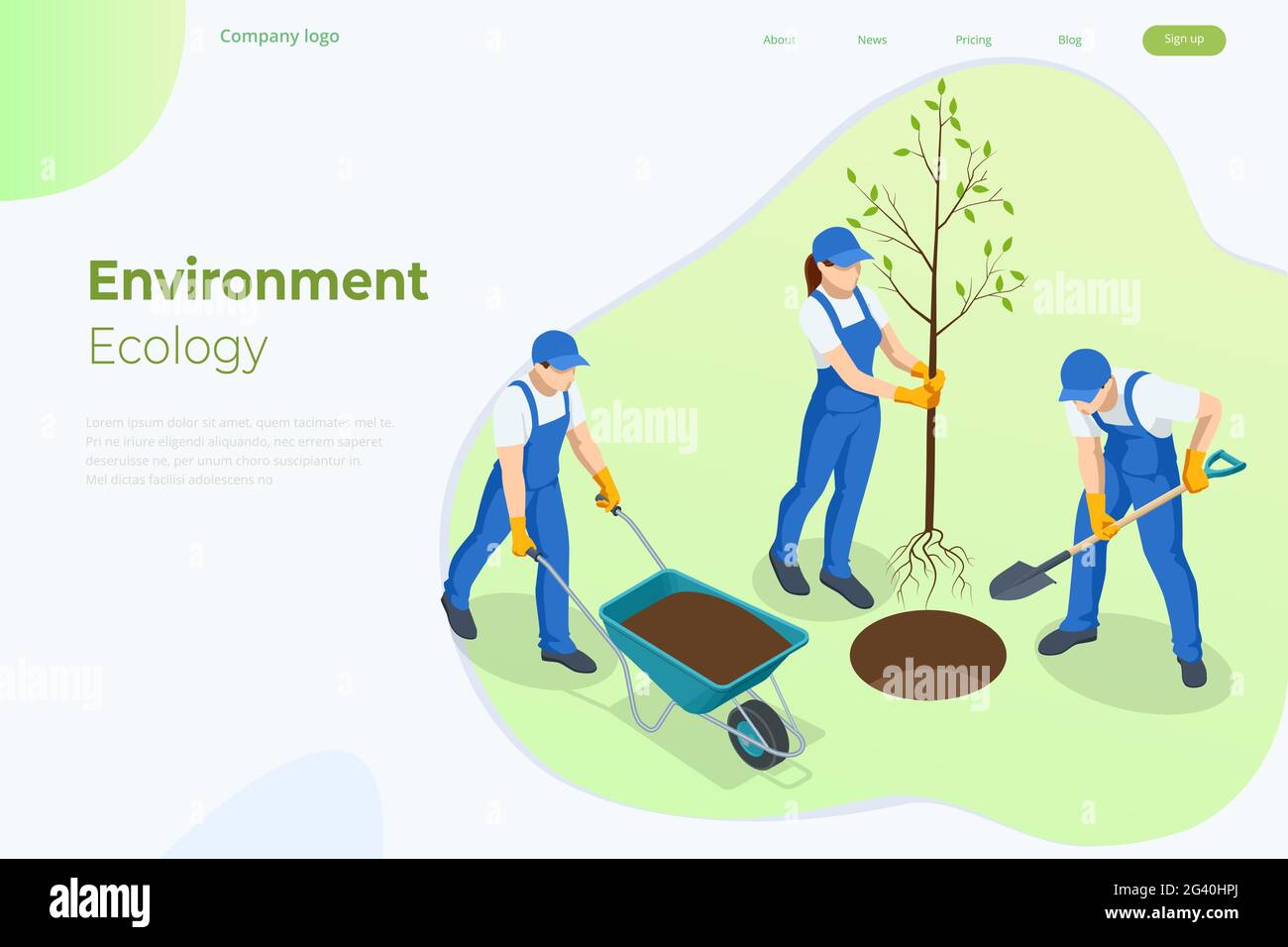 Isometric Community Work Day. Environment Protection Concept. Group ...