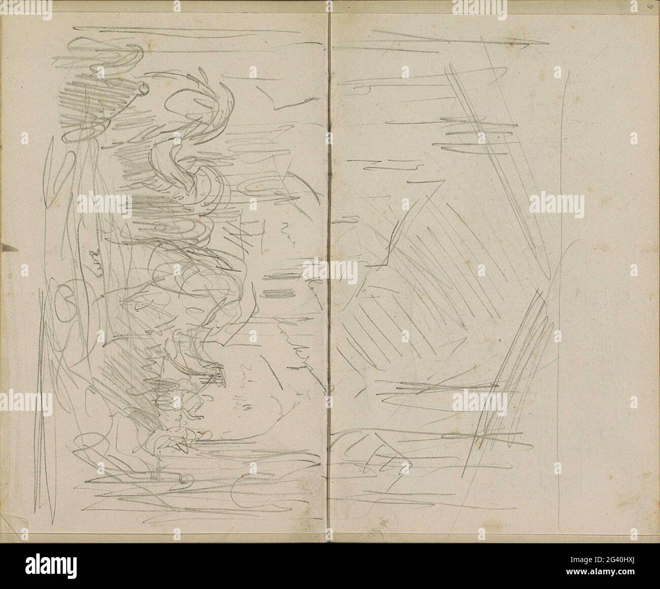 Camels in a covered street. Page 44 and 45 From a sketchbook with 56 ...