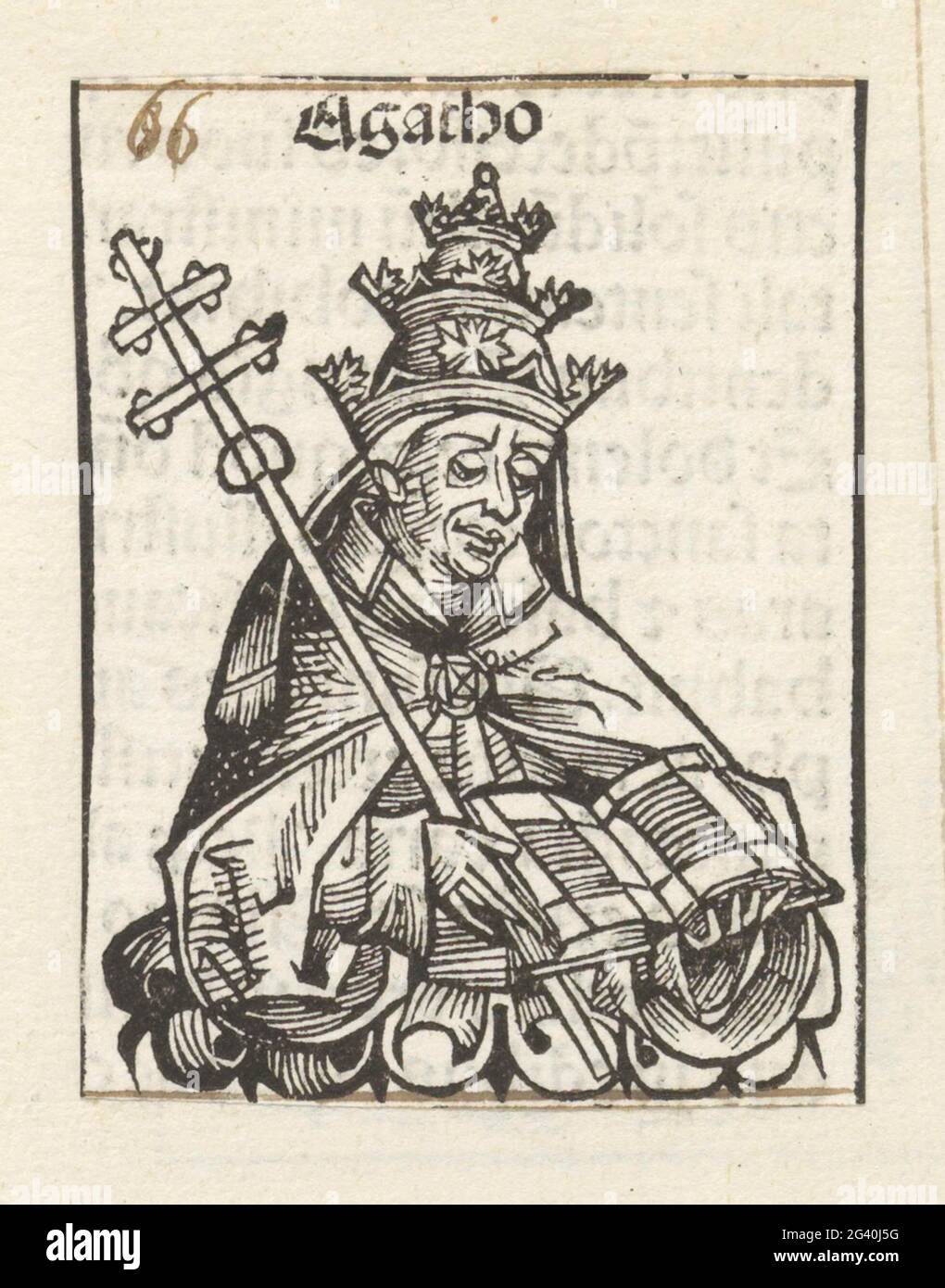 Pope Agatho; Agatho; Liber chronicarum. A flower celk with a pope. He ...