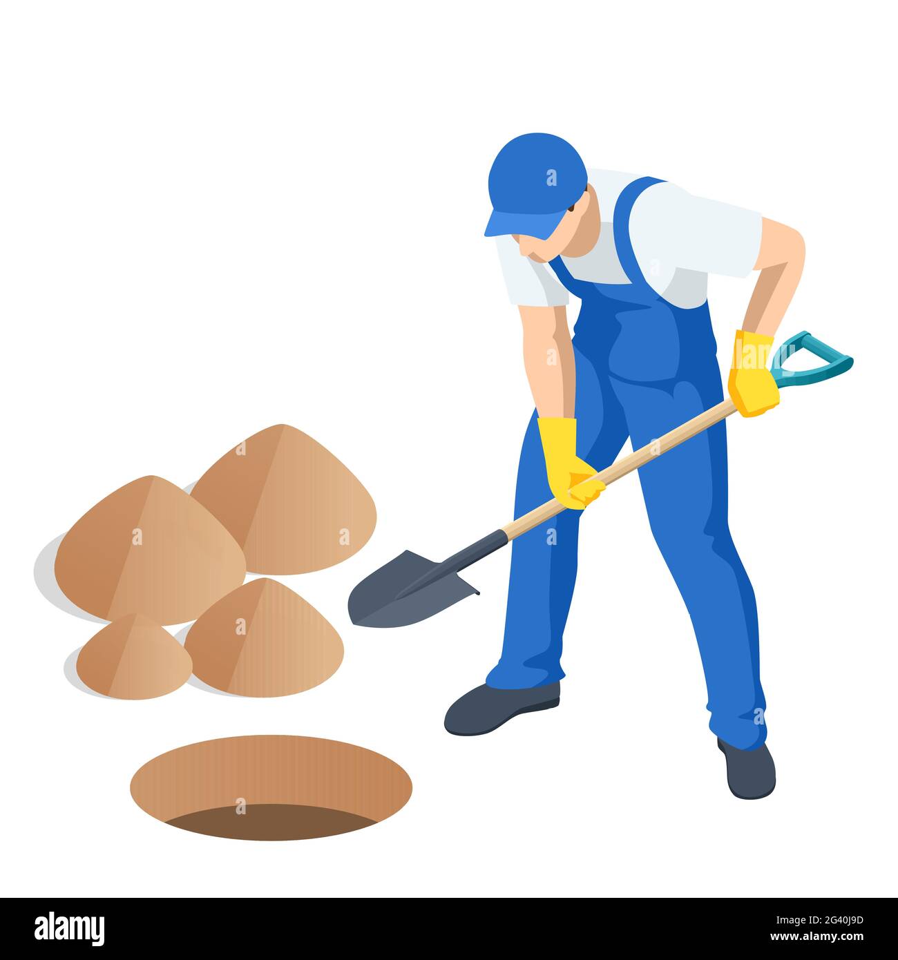 Farmer digging a hole Stock Vector Images - Alamy
