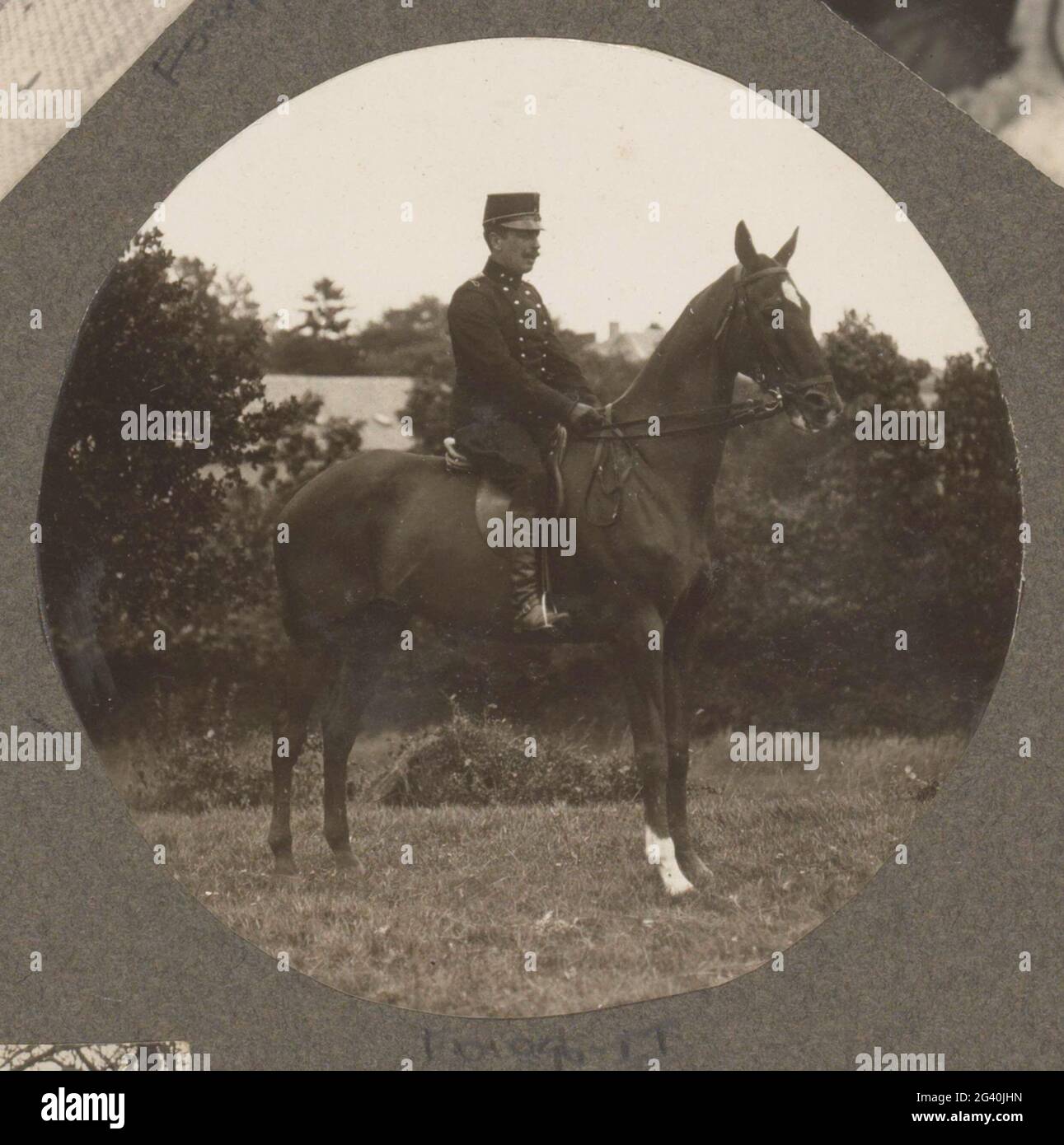 Equestrian scene on Royal Hunting Het Loo: Uniformed man on horseback ...