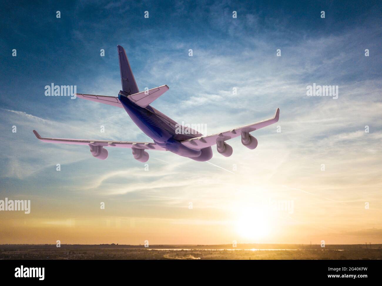 passenger airplane fly in the sky, travel destination journey Stock ...