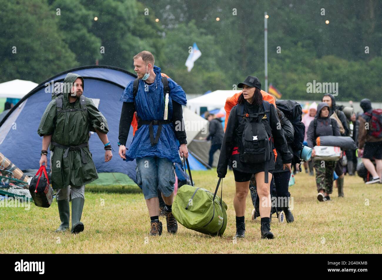 Festivalgoers arrive on the first day of Download Festival at Donington ...
