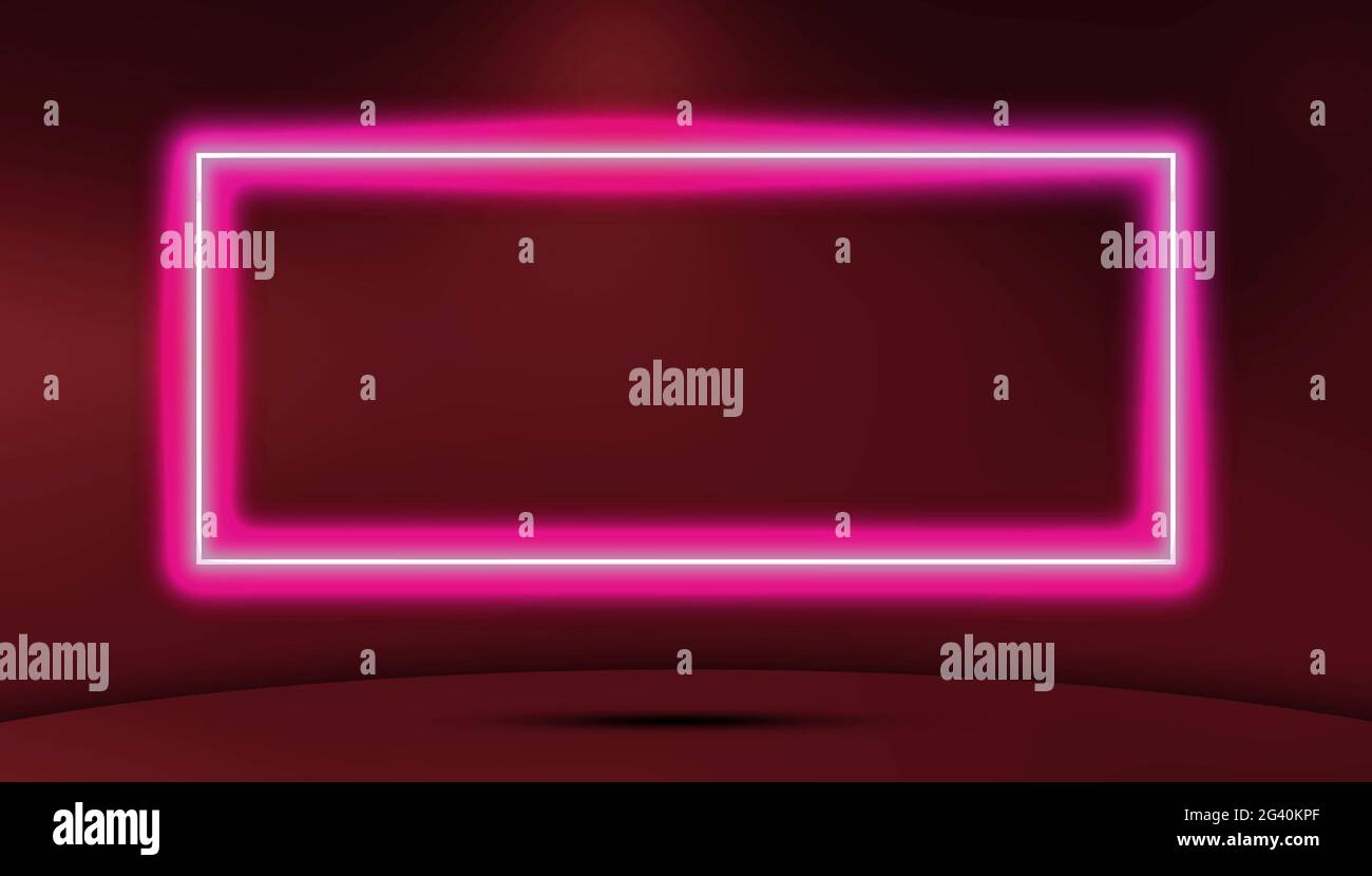 abstract dark background template with empty neon frame light copy ...