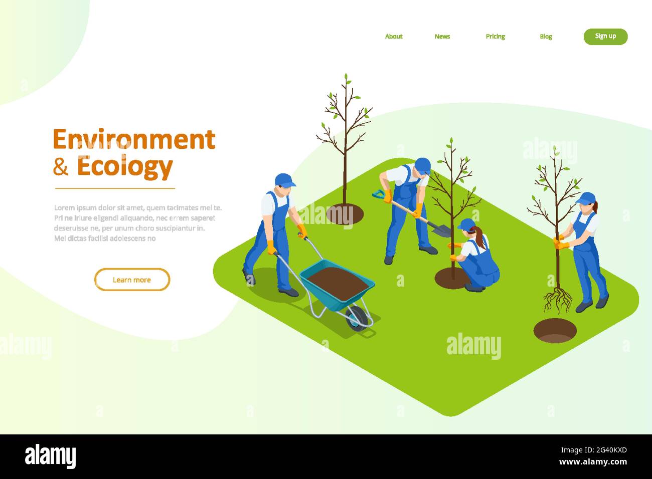 Isometric Community Work Day. Environment Protection Concept. Group ...
