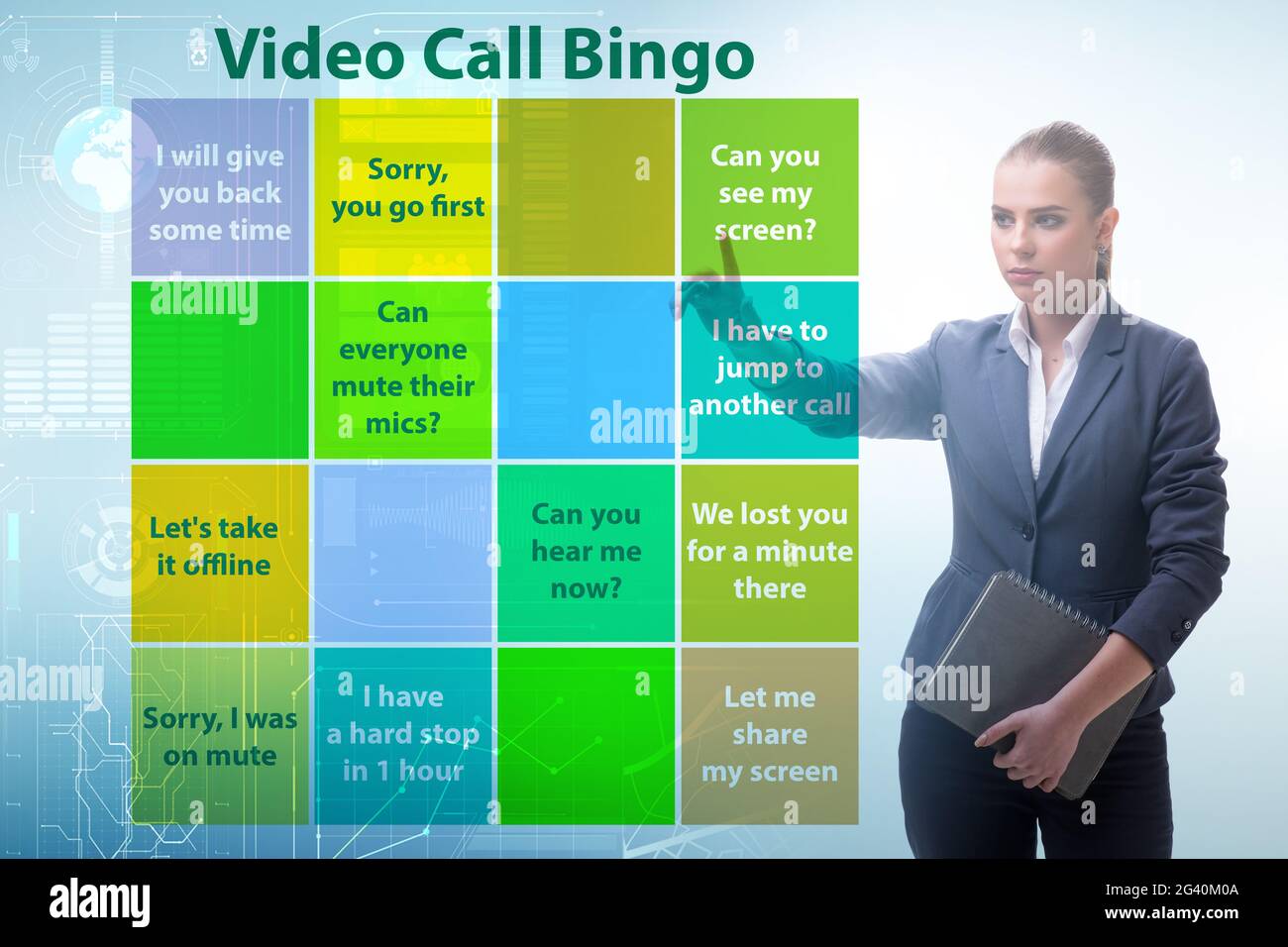 Funny concept with video call bingo Stock Photo - Alamy